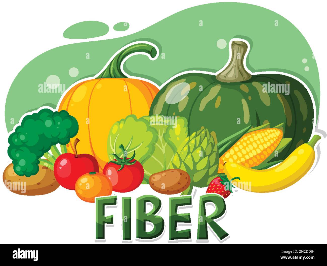 Vegetables and fruits fiber foods group illustration Stock Vector Image ...