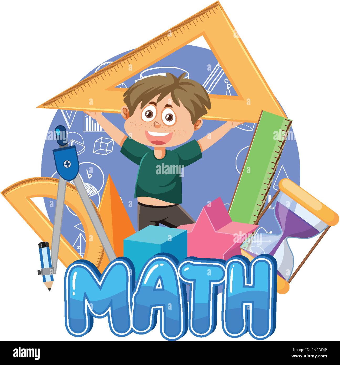 Math boy isolated banner illustration Stock Vector Image & Art - Alamy