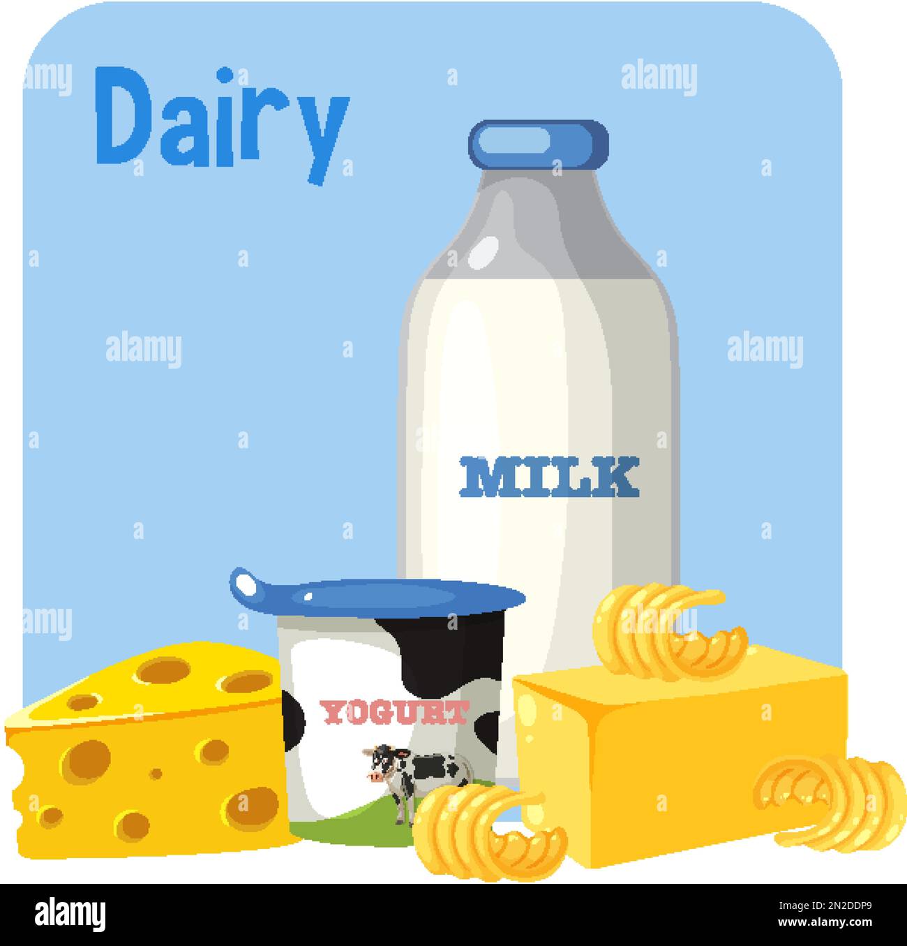 Variety of dairy products vector illustration Stock Vector Image & Art ...