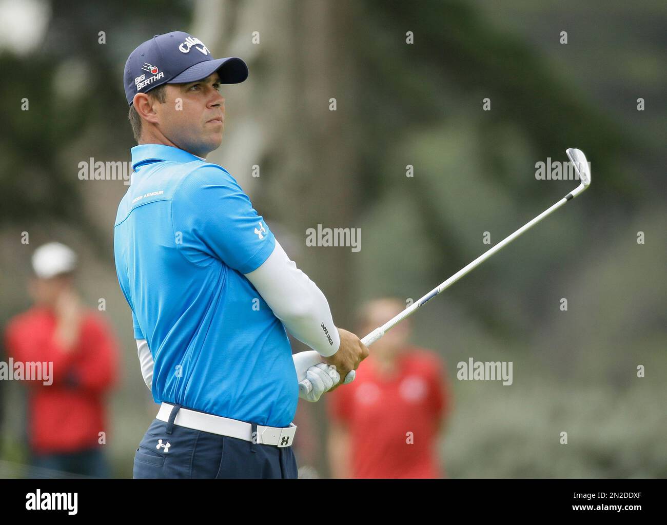 Gary Woodland follows his shot from the first fairway of TPC Harding ...