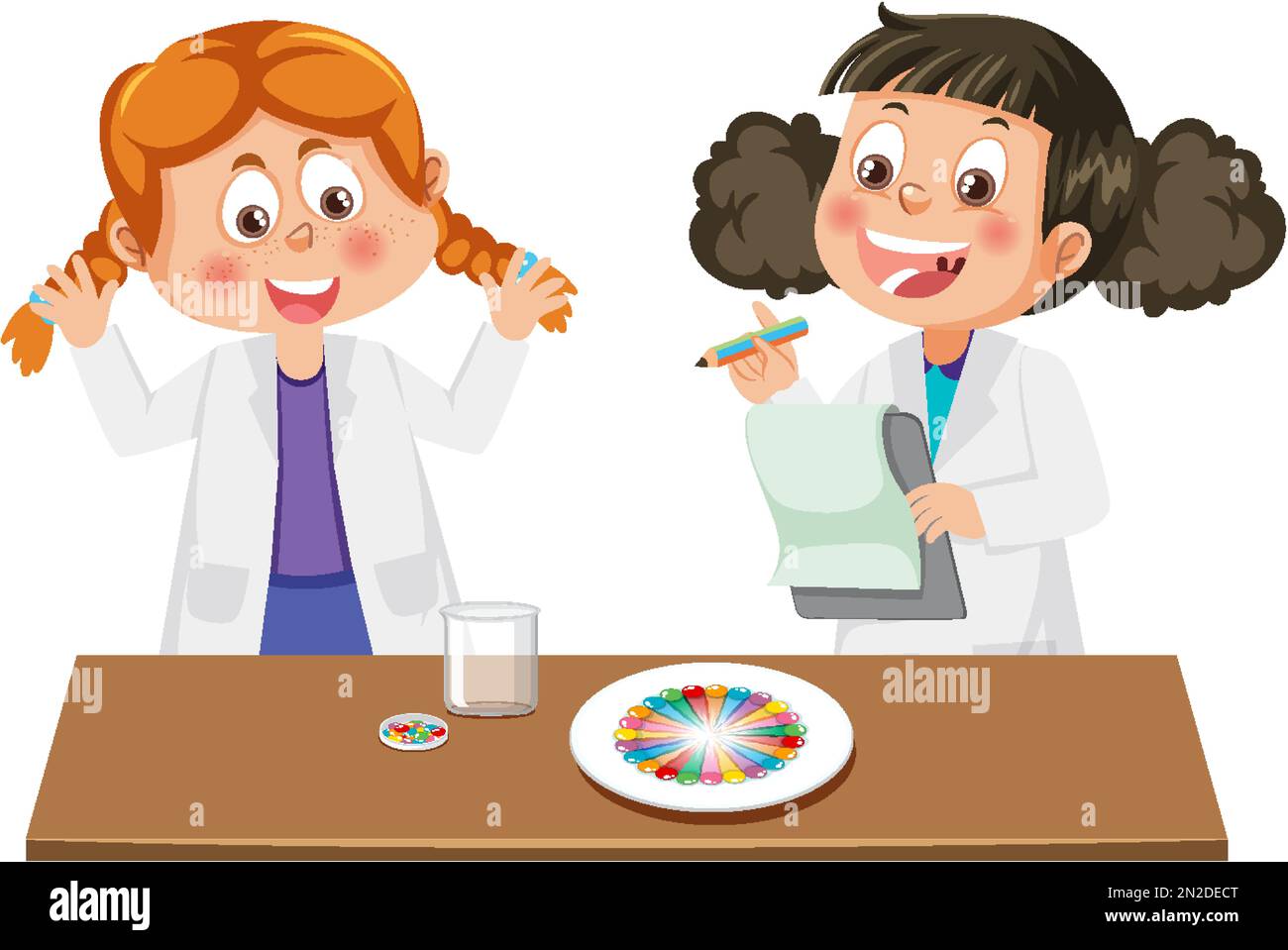 Student kids doing science experiment illustration Stock Vector Image ...