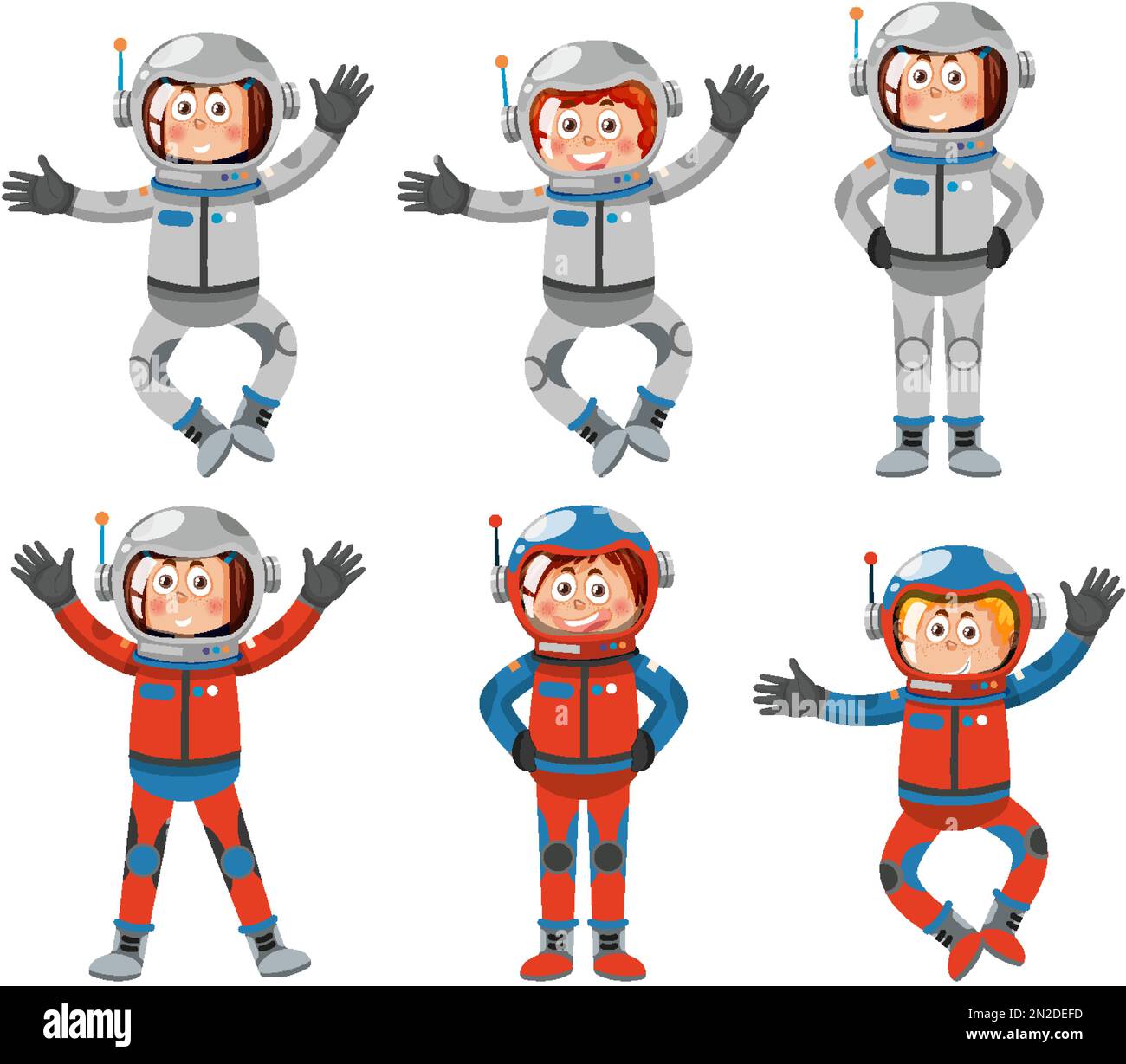 Set of astronaut cartoon characters illustration Stock Vector Image ...