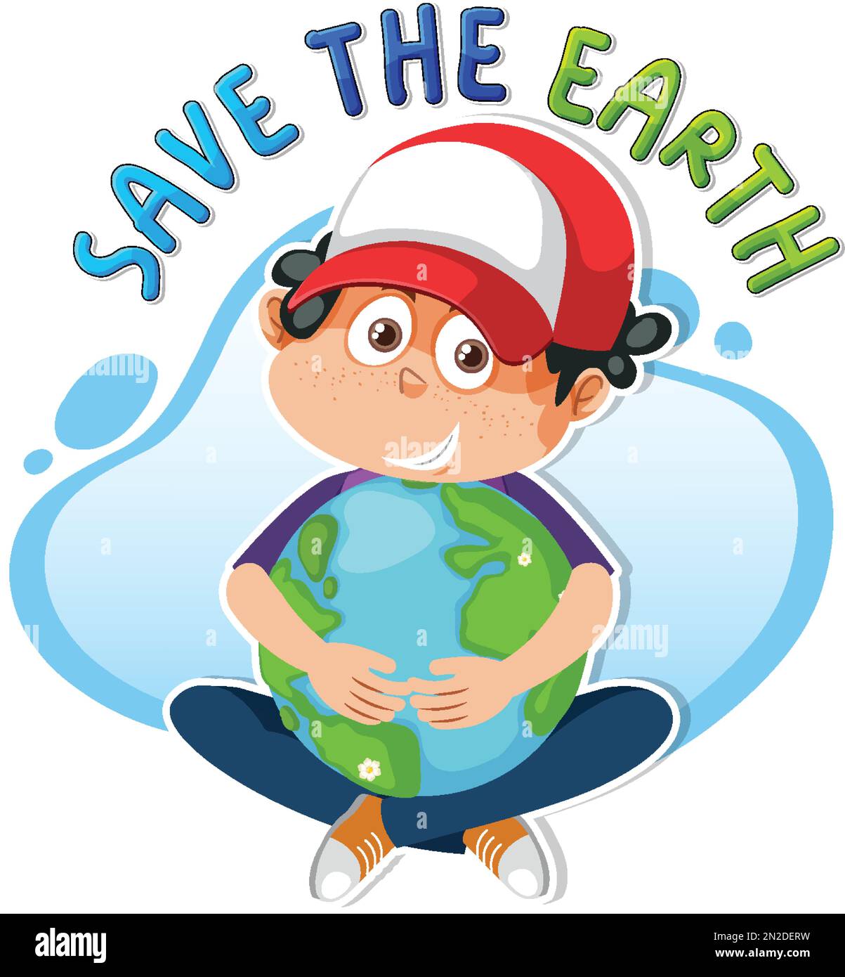 Save the earth text for banner or poster design illustration Stock ...