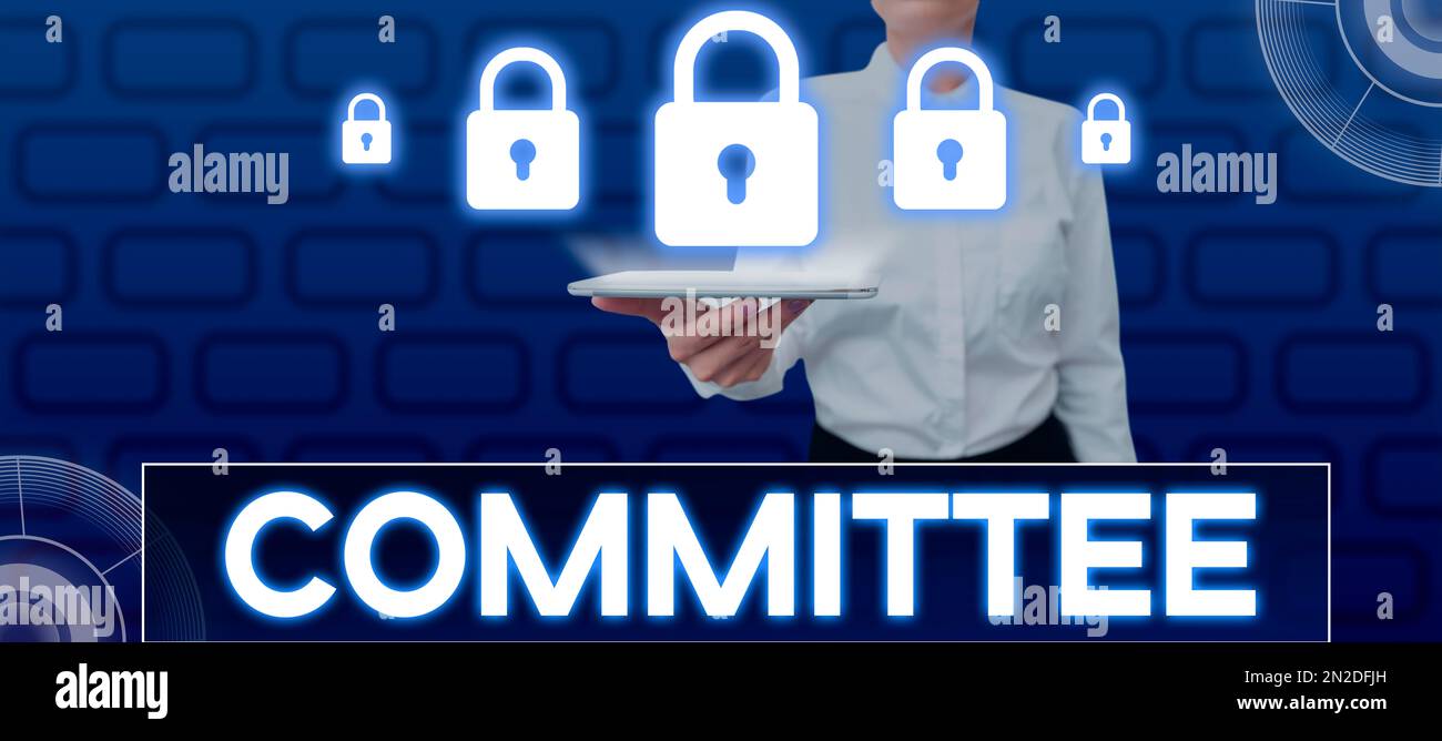 Text caption presenting Committee. Concept meaning Group of people ...