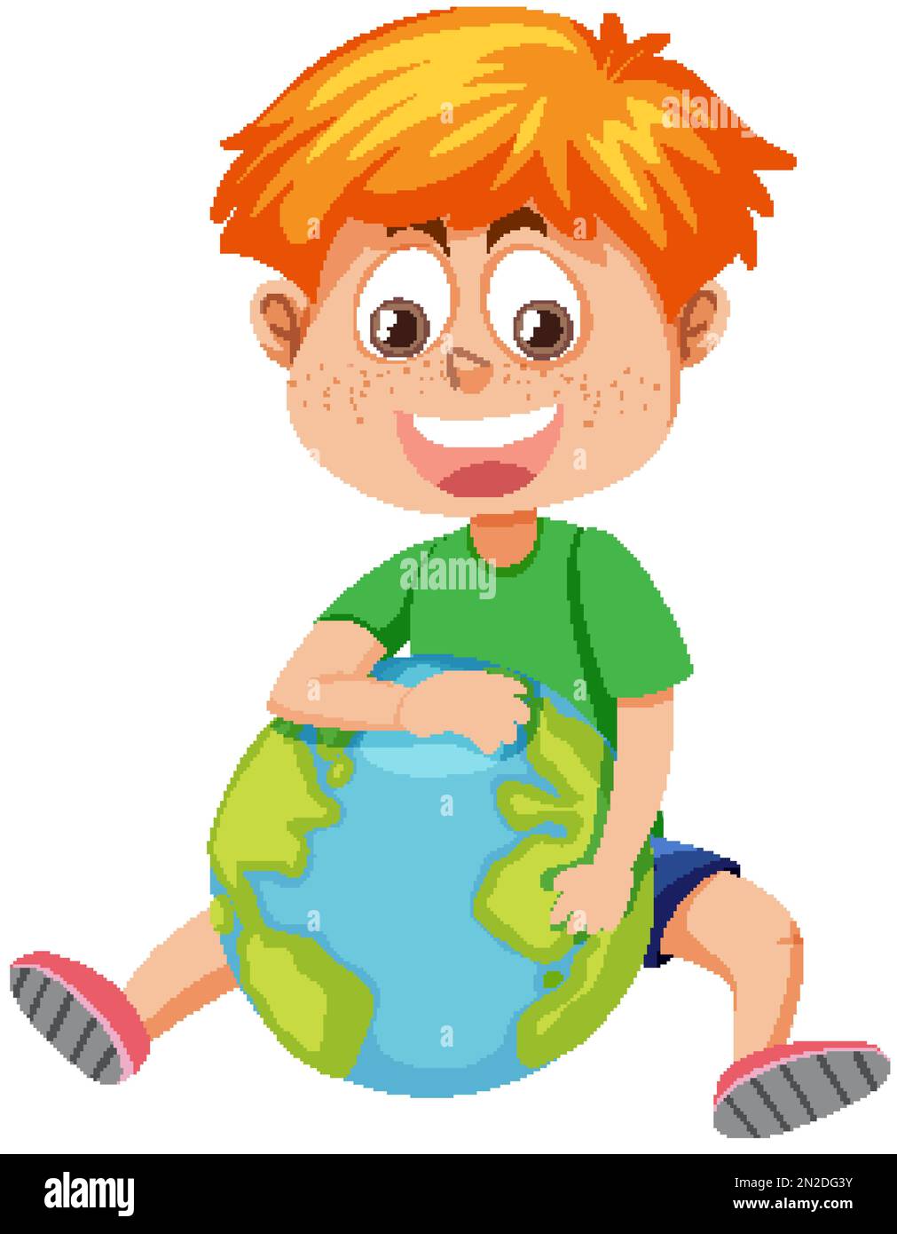 Happy boy hugging earth globe illustration Stock Vector Image & Art - Alamy