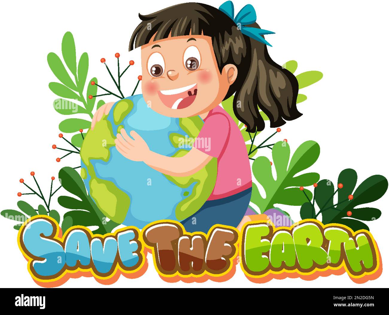 Save the earth text for banner or poster design illustration Stock ...