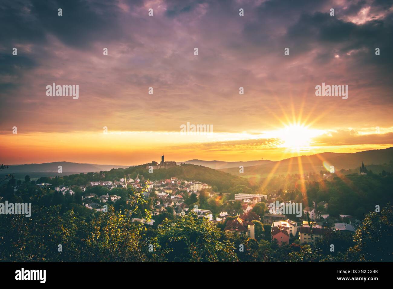 View over the town of Koenigstein im Taunus, with the castle and a ...
