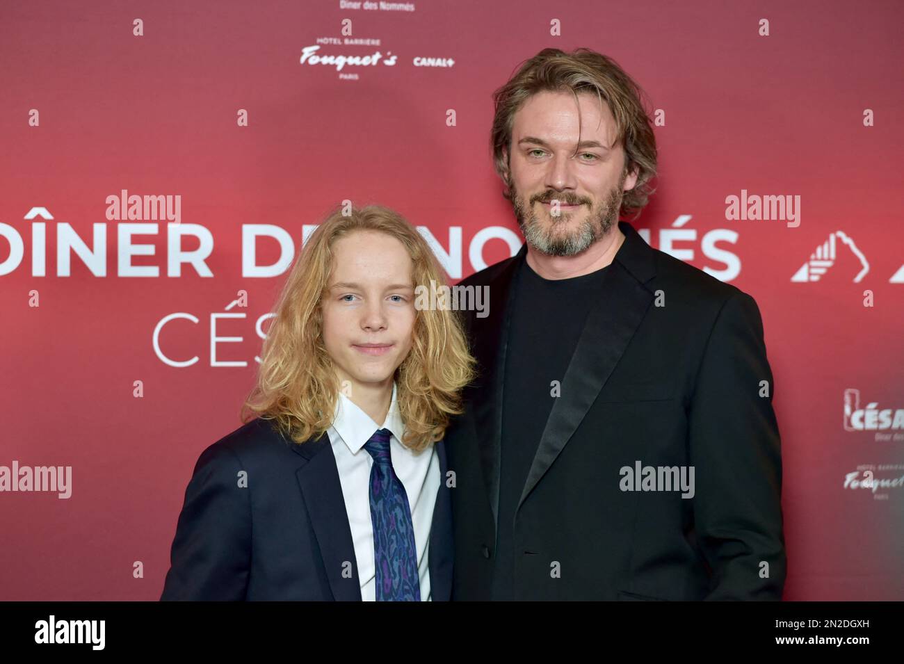 Paris, France. February 6, 2023, Aliocha Reinert (L) and a guest ...