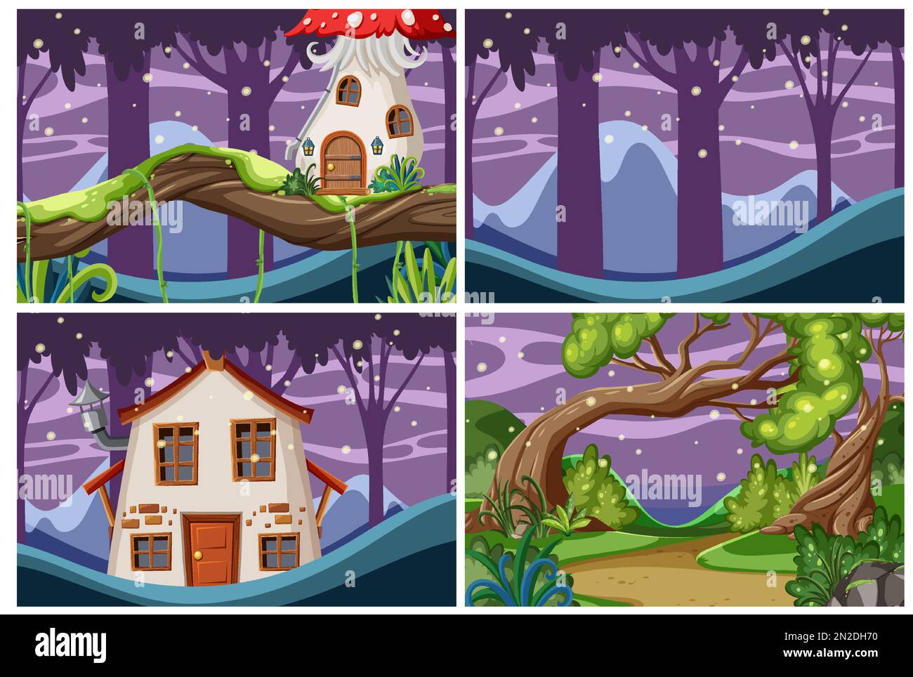 Set of fantasy scene background illustration Stock Vector Image & Art ...