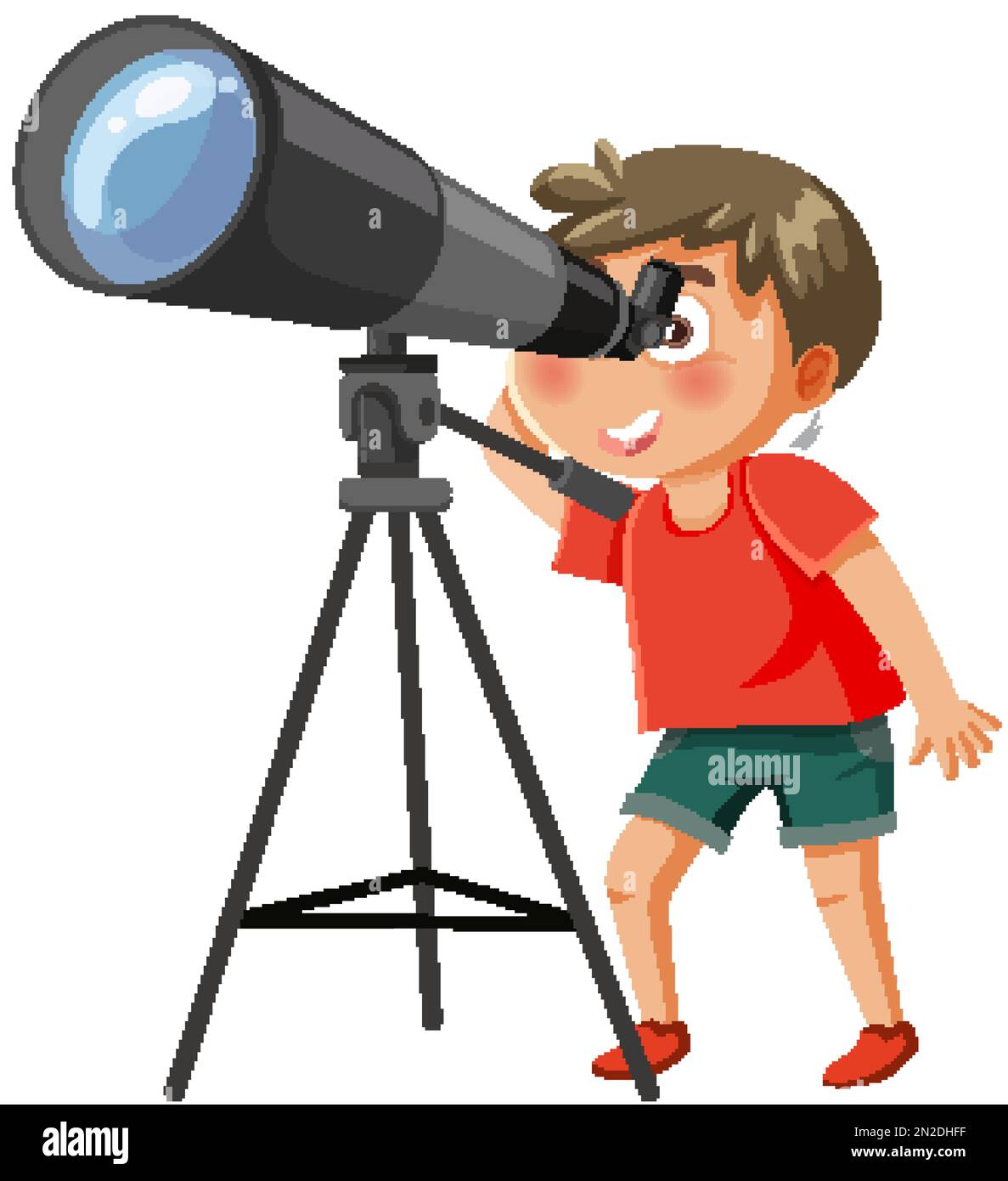 Looking Through Telescope Illustration