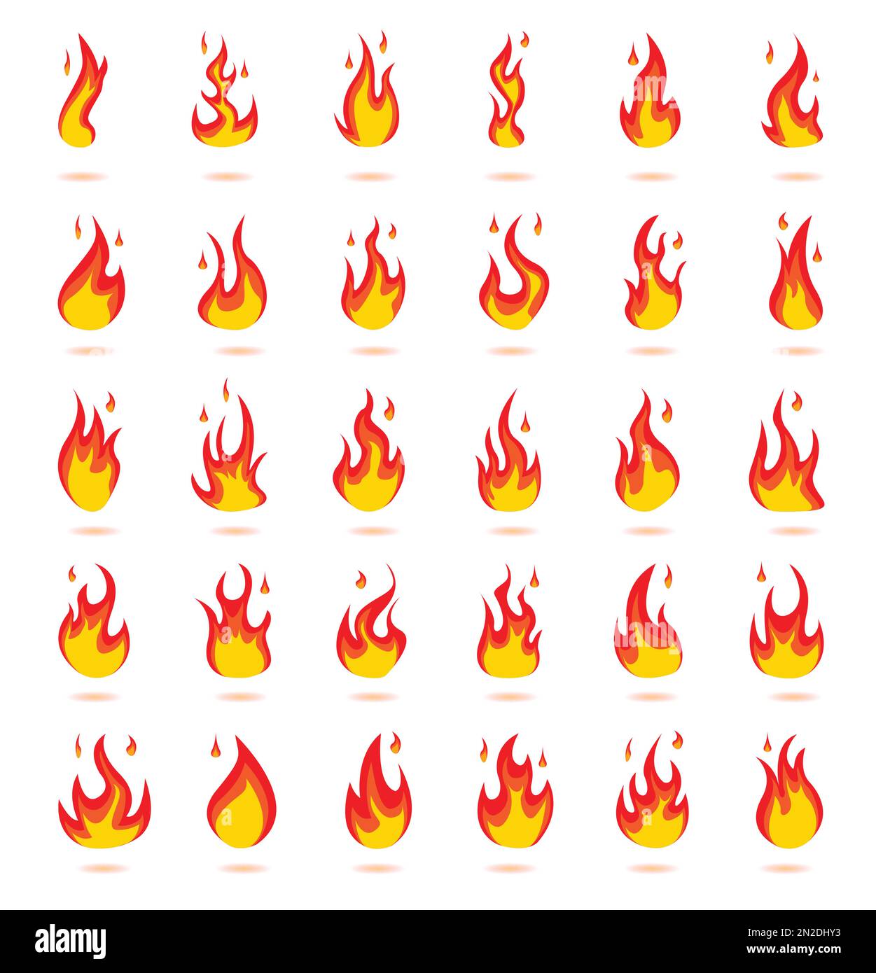 Flat style fire flame logo, black color icons vector illustration ...