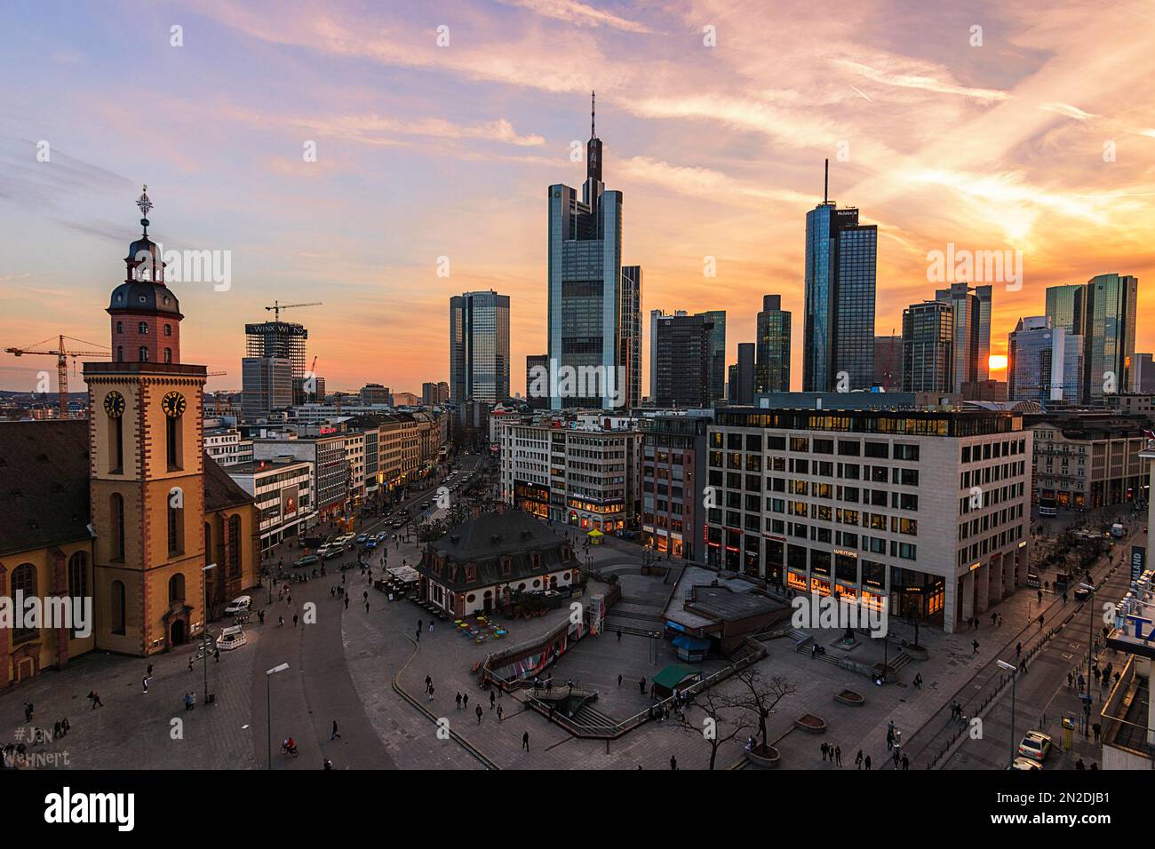 The Hauptwache, view from above onto a square with shops and ...