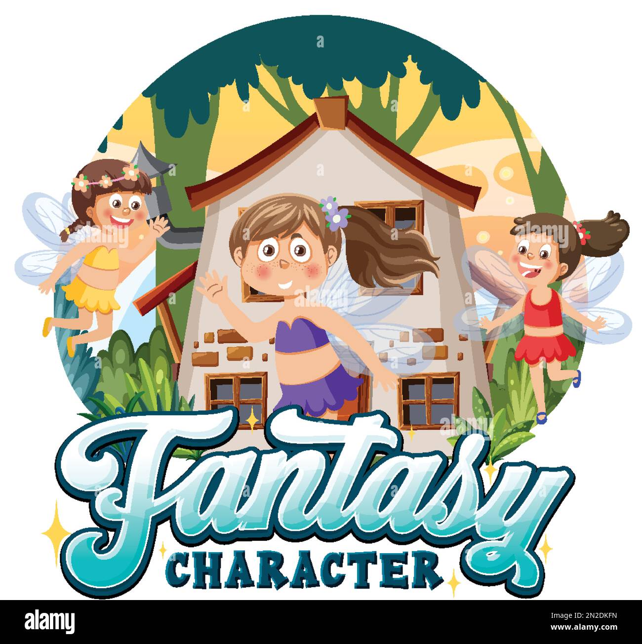 Fantasy character text design illustration Stock Vector Image & Art - Alamy