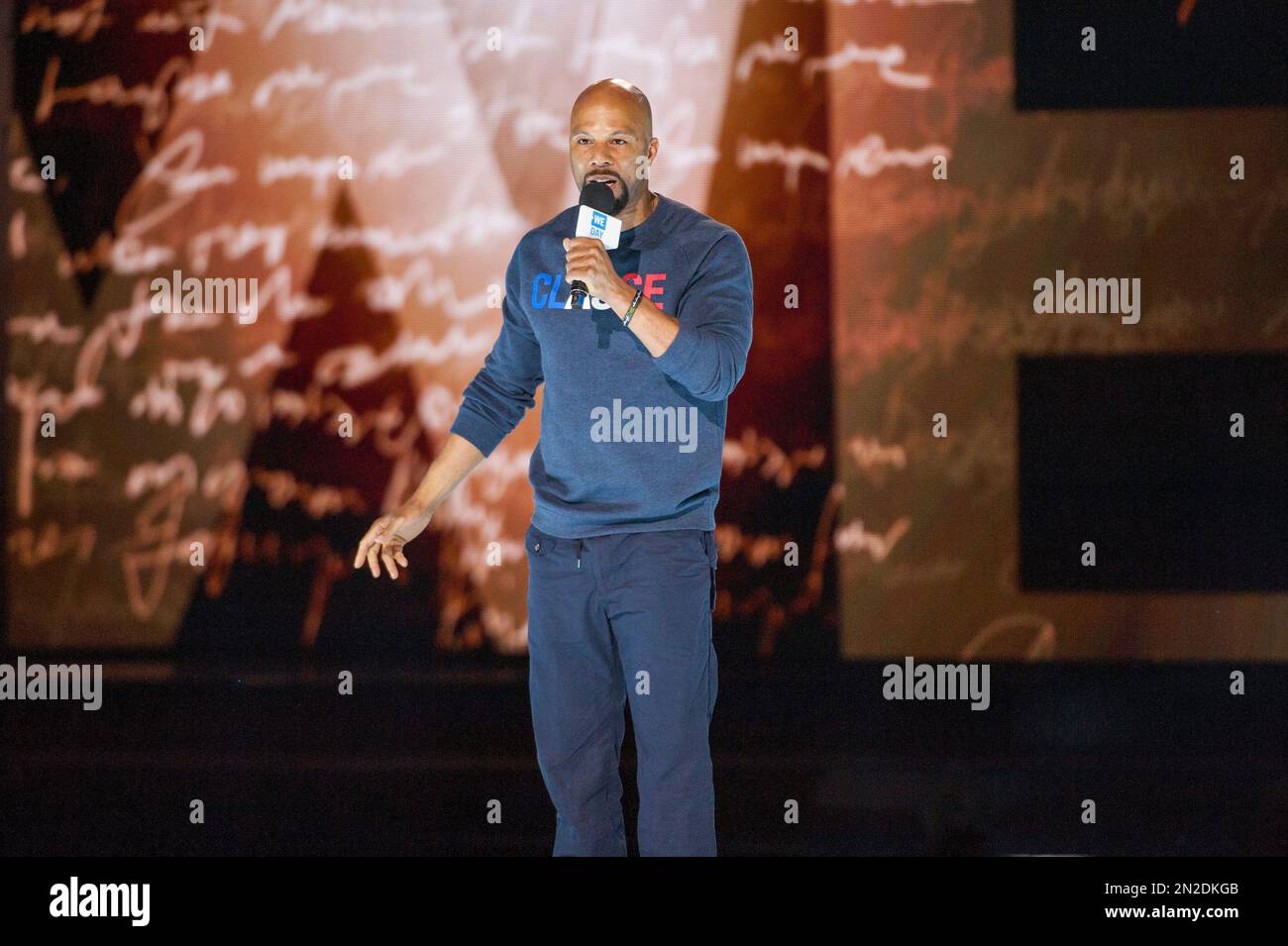 Award-winning hip-hop artist Common performs during the We Day Illinois ...