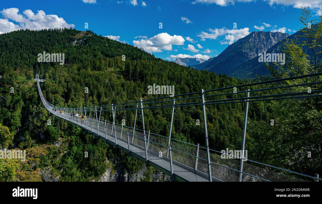 The suspension bridge Highline 179 in Reutte, Tyrol, Austria Stock ...
