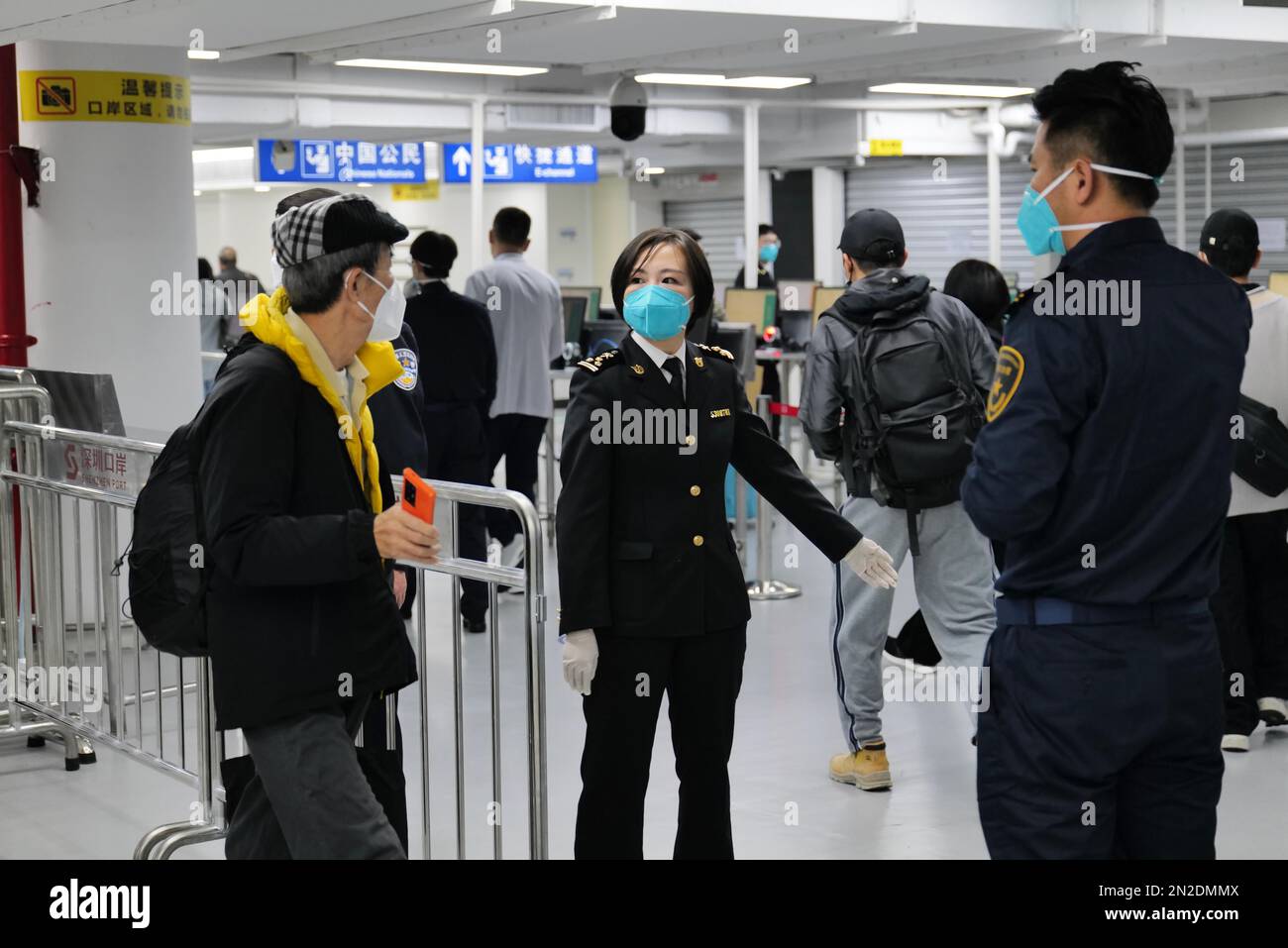 **CHINESE MAINLAND, HONG KONG, MACAU AND TAIWAN OUT** Staff at Lo Wu ...