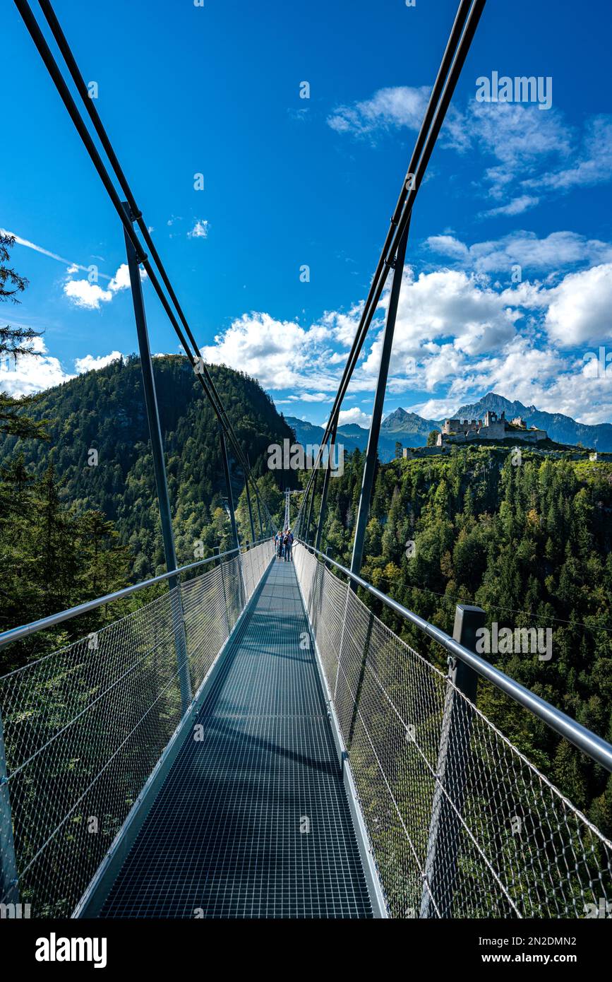 The suspension bridge Highline 179 in Reutte, Tyrol, Austria Stock ...
