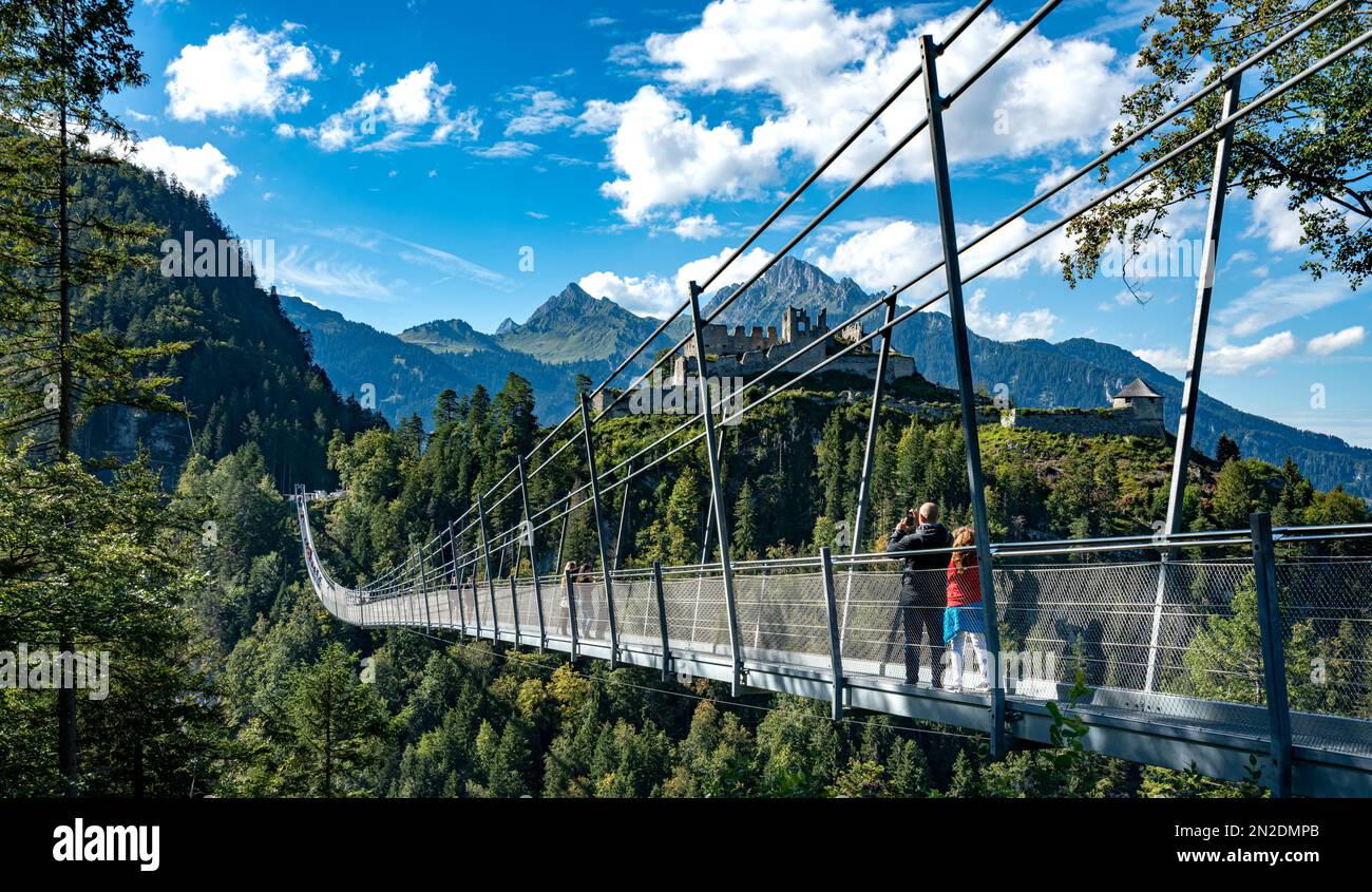 The suspension bridge Highline 179 in Reutte, Tyrol, Austria Stock ...