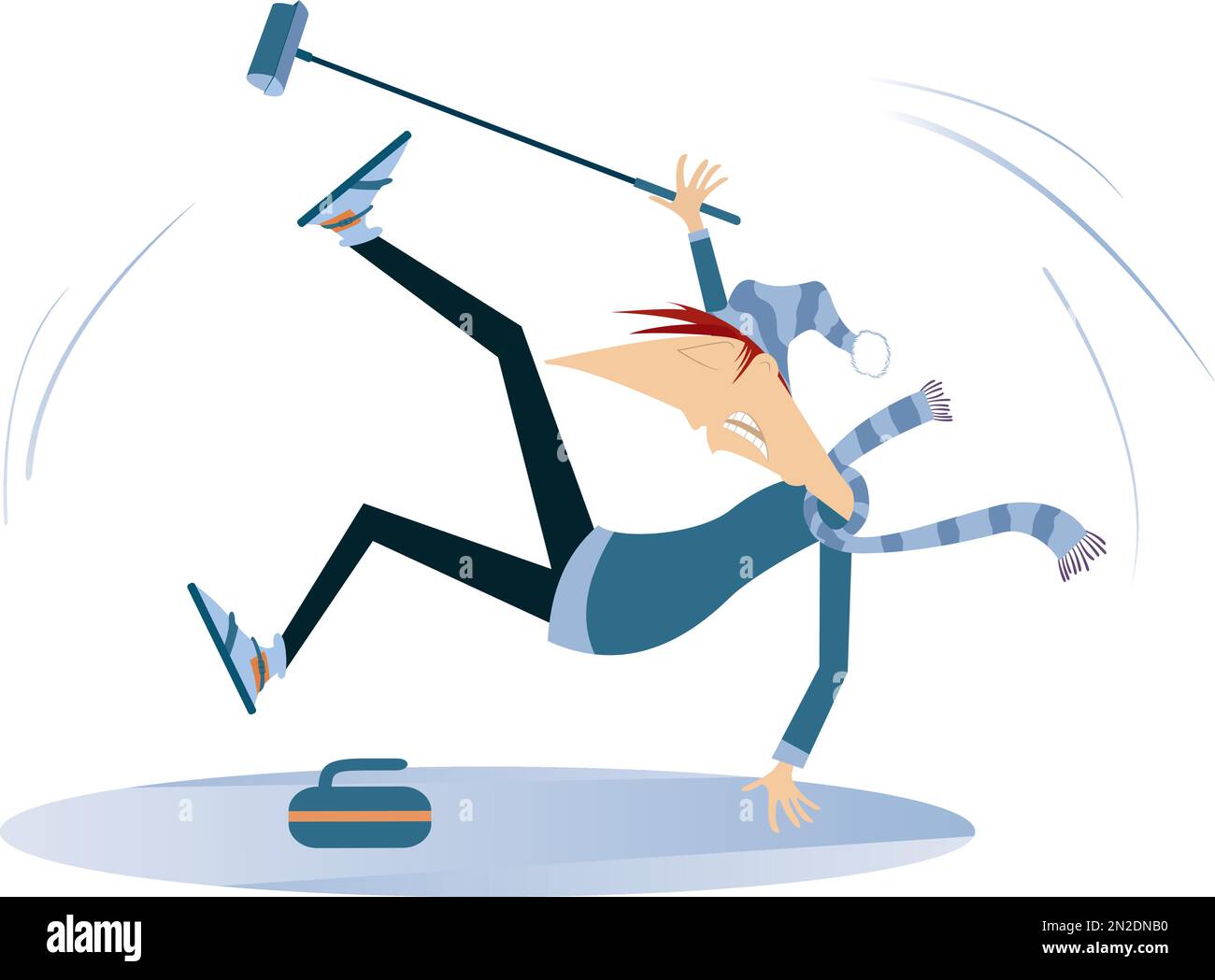 Falling down man while playing curling hi-res stock photography and ...