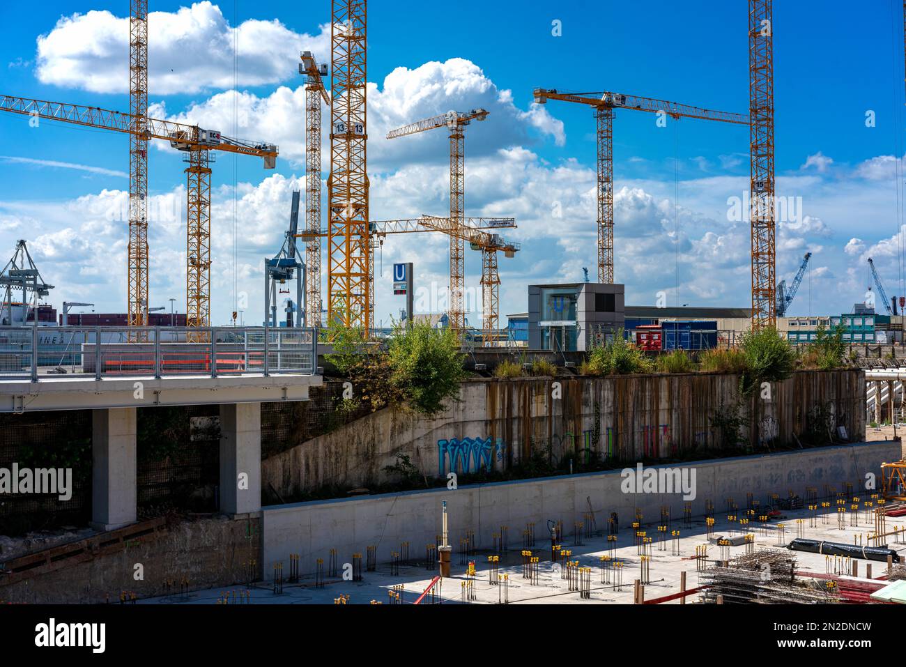 Large construction site at Ueberseequartier, Hamburg, Germany Stock ...