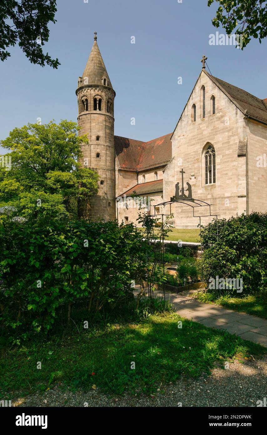 Lorch Monastery, church tower, monastery garden, Lorch, Baden ...