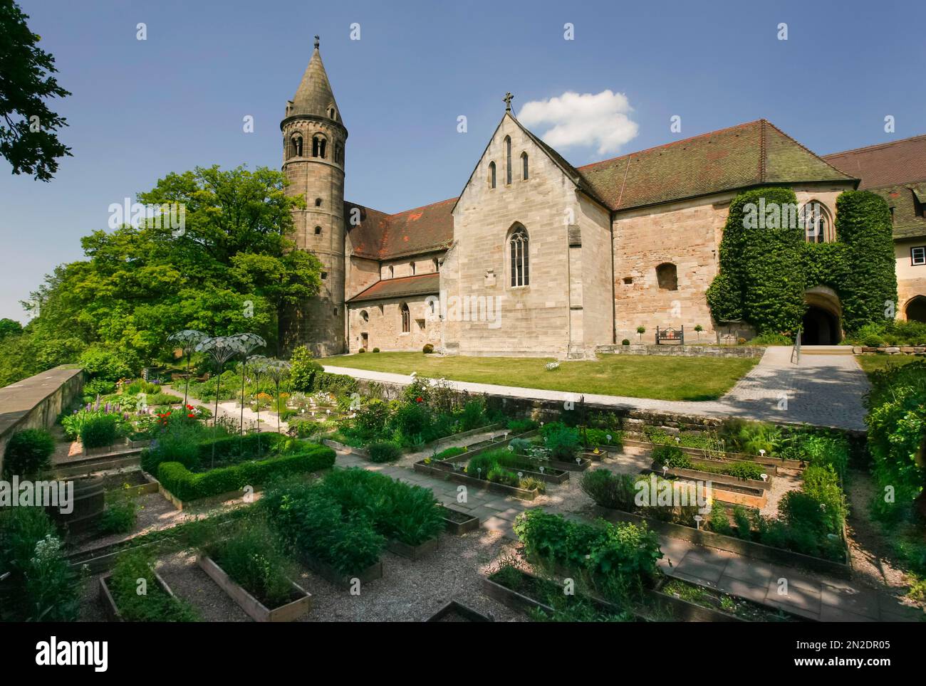 Lorch Monastery, church tower, monastery garden, Lorch, Baden ...