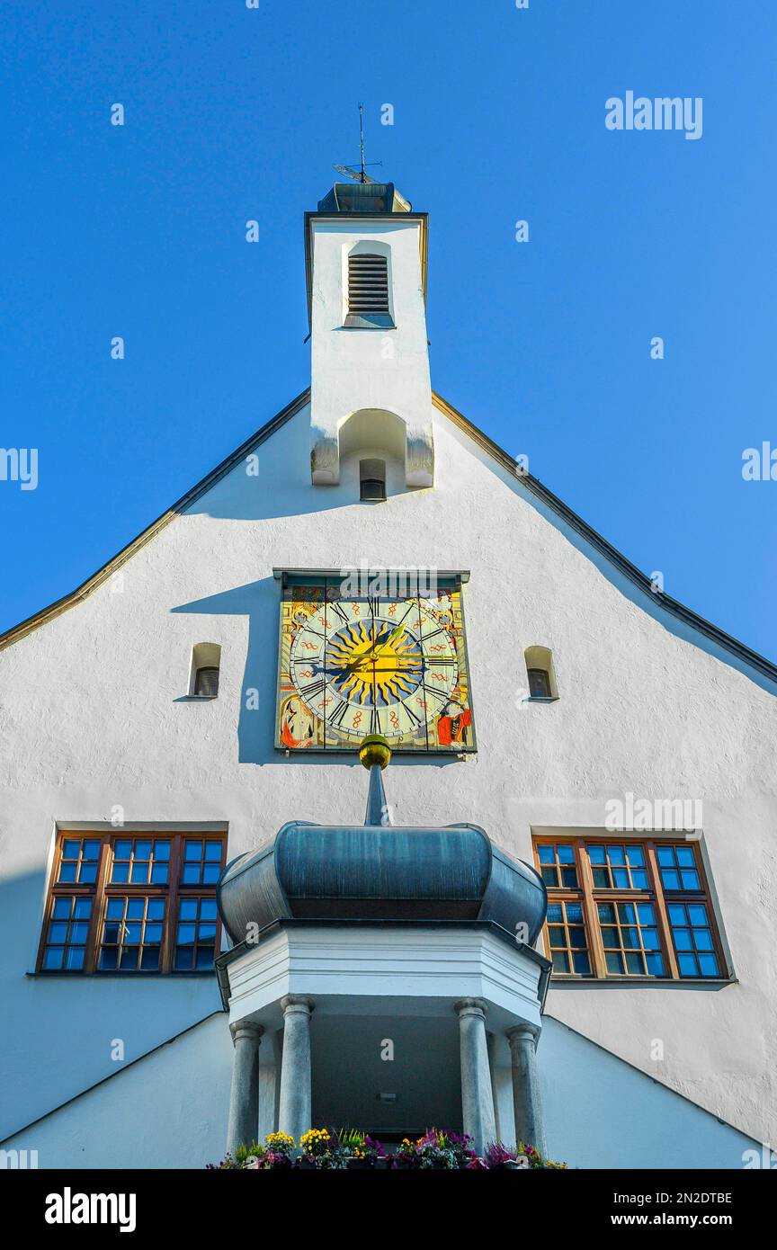 Clock at the town hall, Kempten, Allgaeu, Bavaria, Germany Stock Photo ...