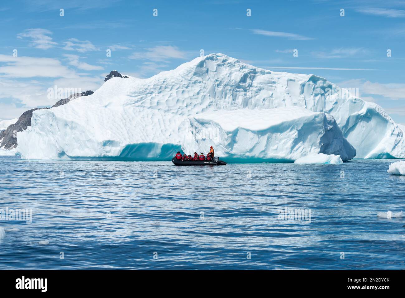 Zodiac trip around icebergs, Antarctica Stock Photo - Alamy