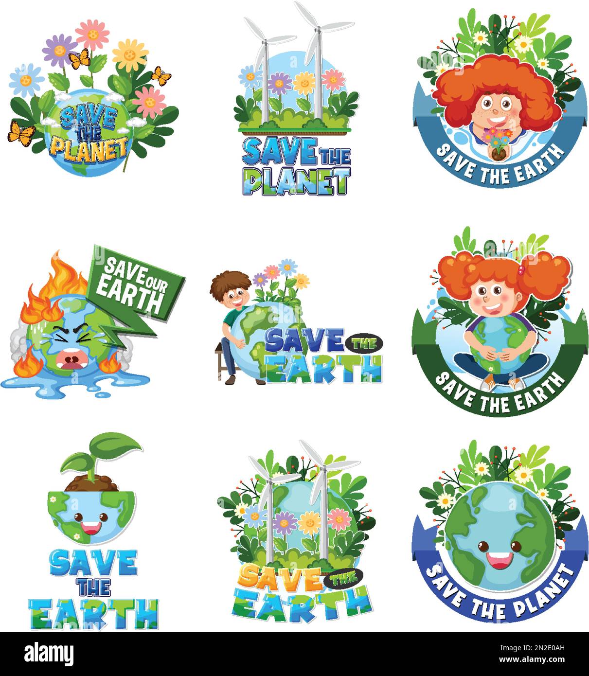 Save the earth logo and banner set illustration Stock Vector Image ...
