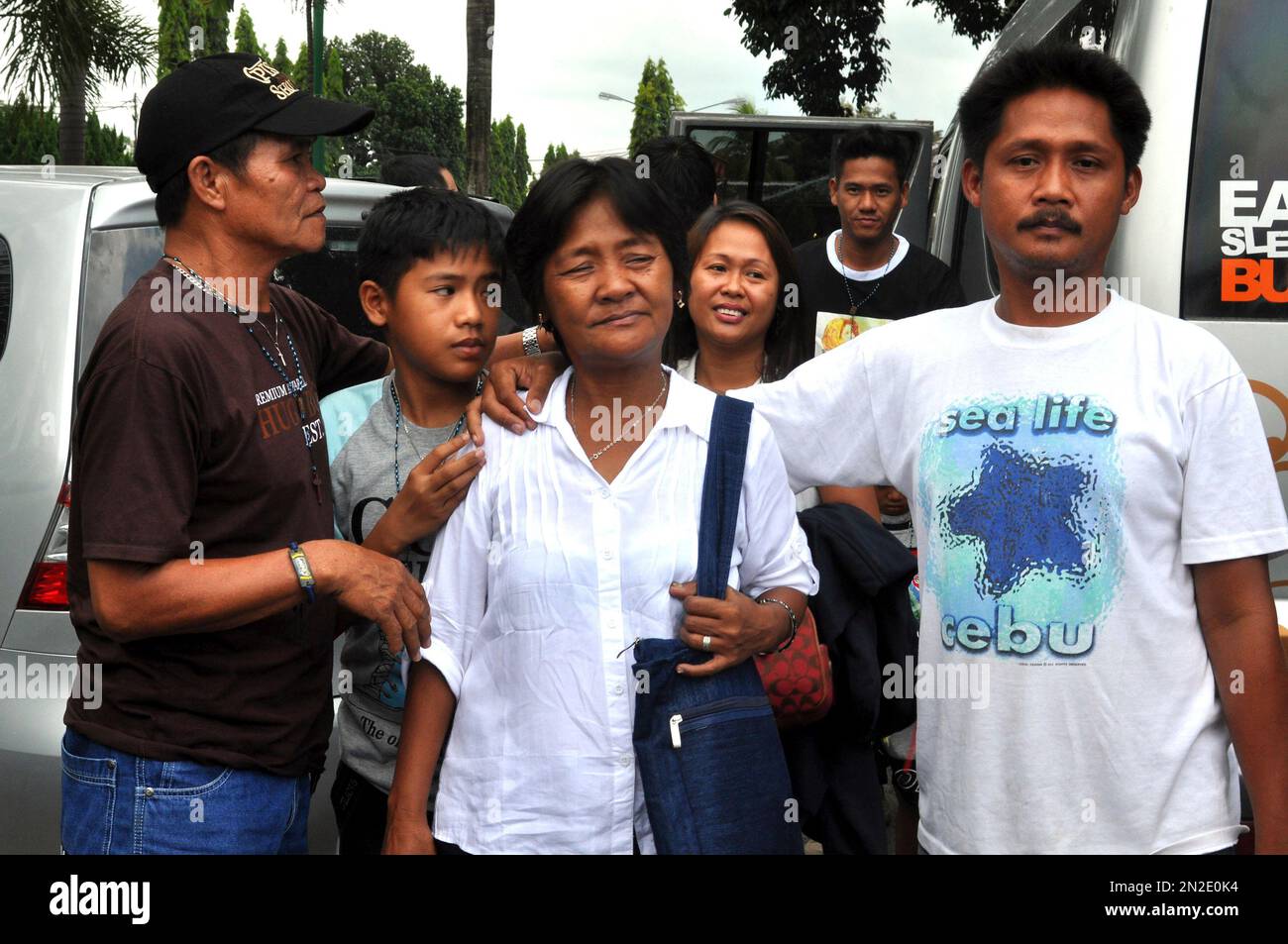 Celia Veloso, center, the mother of Mary Jane Veloso, a Filipino woman on death row on a drug ...