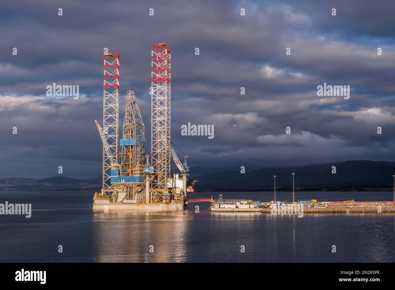 Oil rig in the harbour area of Invergordon, Great Britain Stock Photo ...