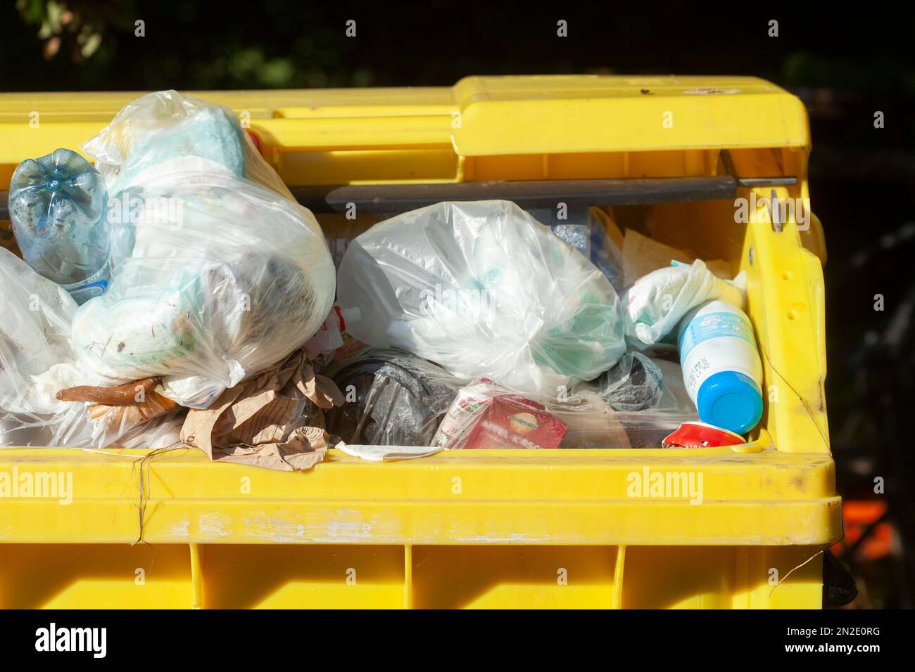 Yellow bin for plastic waste, waste separation, Germany Stock Photo - Alamy