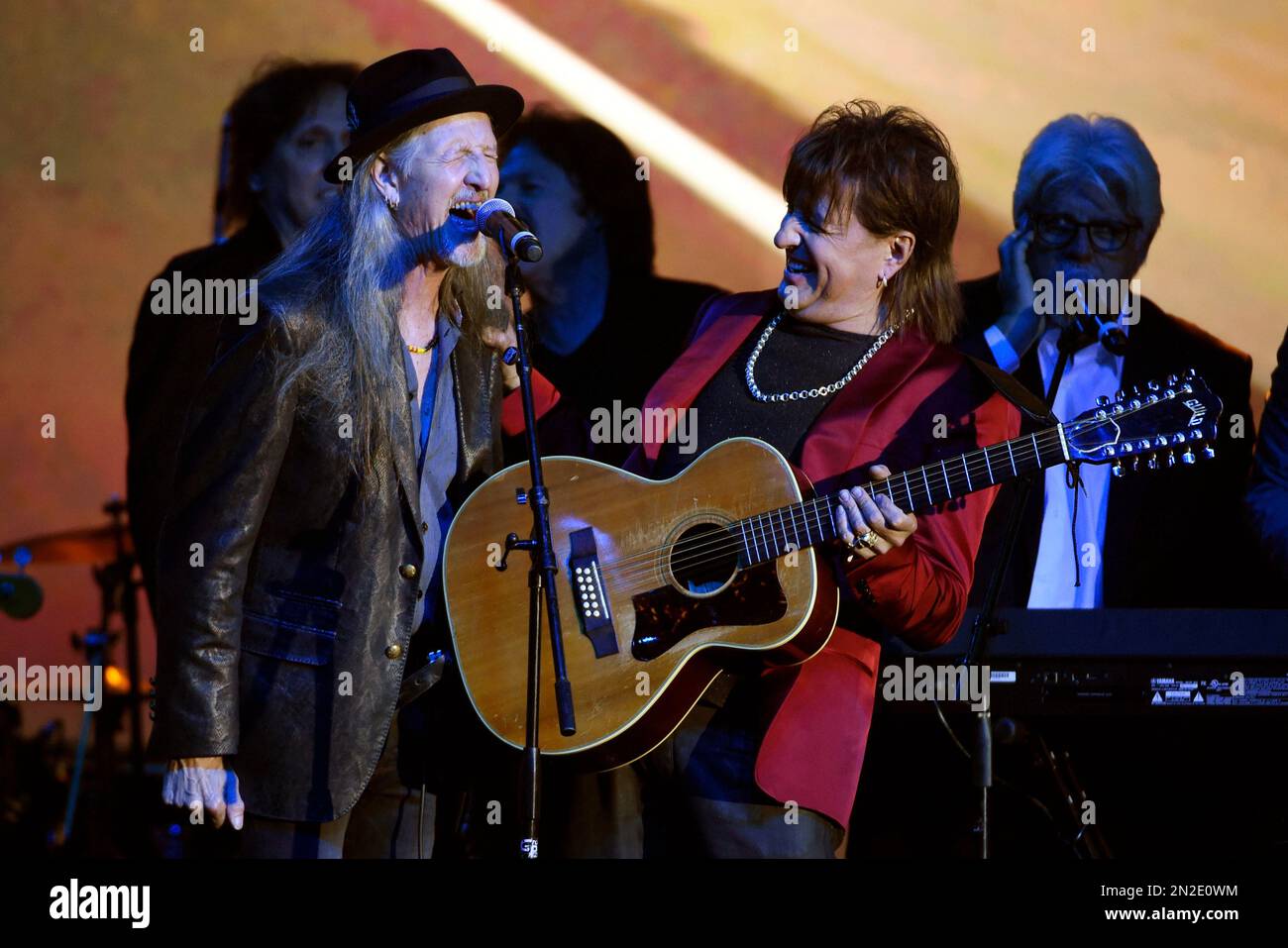 Pat Simmons, left, of the Doobie Brothers performs alongside guitarist ...