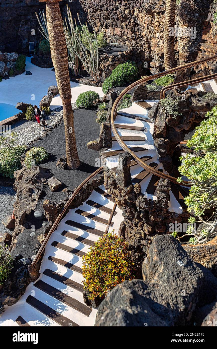 Stairs in the garden, architect Cesar Manrique, Jameos del Agua ...