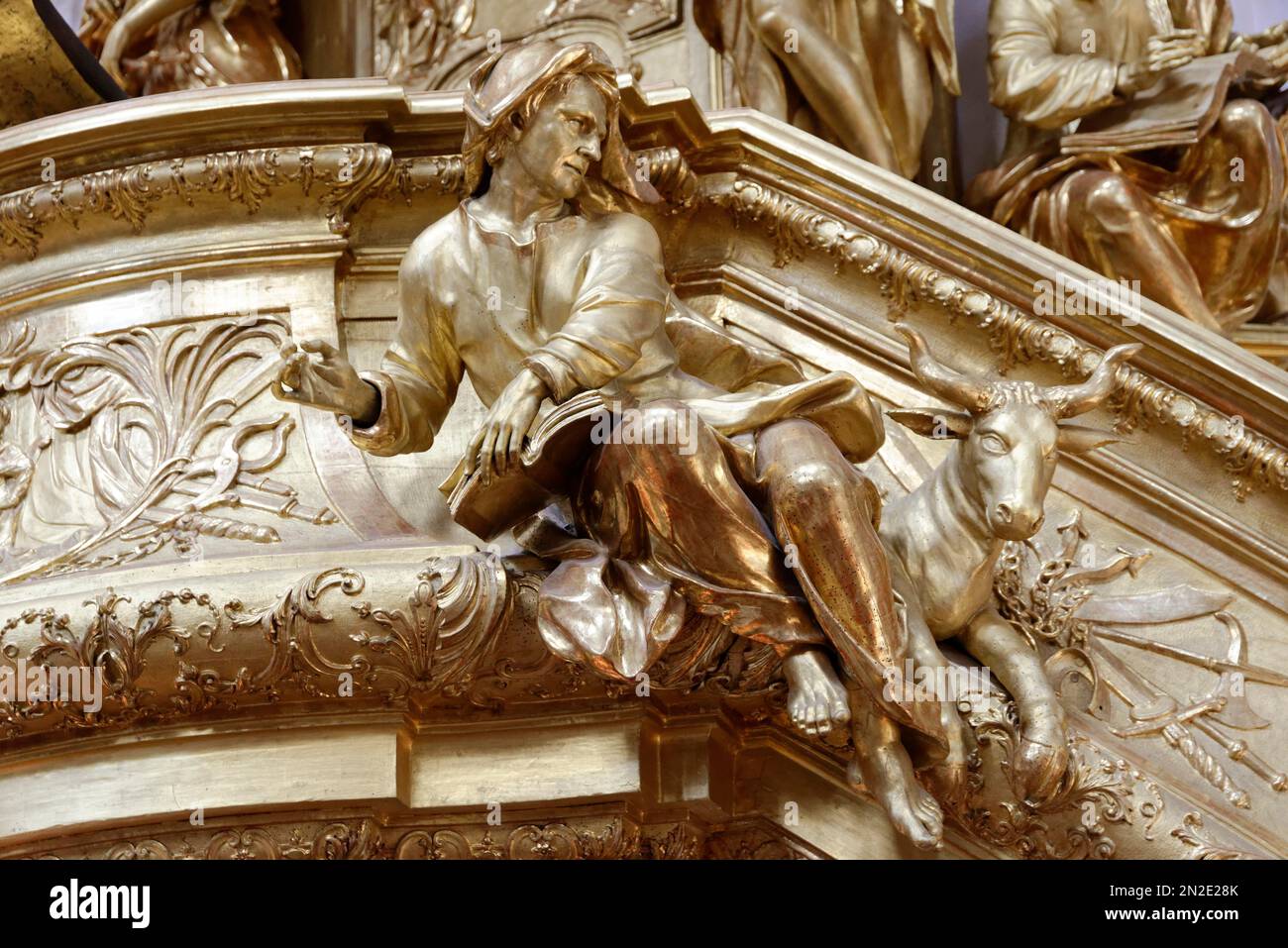 Detail, Gilded pulpit in the nave, baroque St. Stephen's Cathedral ...