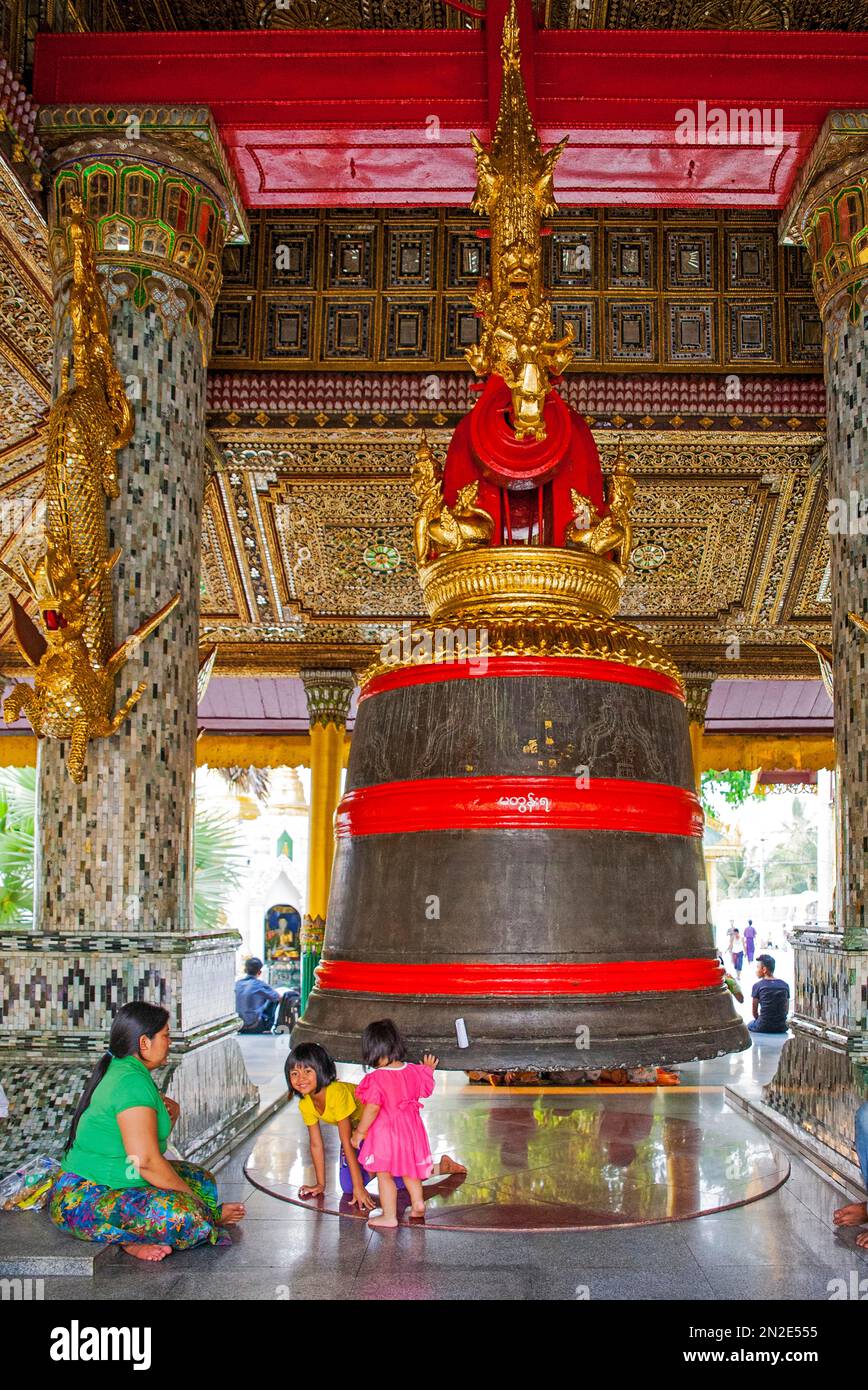 Great Bell, Shwedagon Pagoda, Yangoon, Myanmar, Yangoon, Myanmar Stock ...