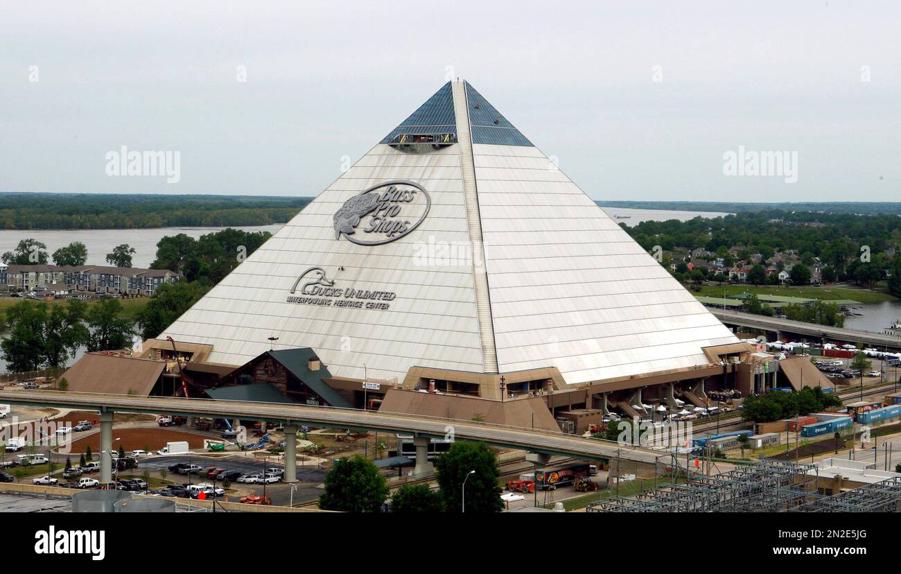 In this April 27, 2015 photo, the new Bass Pro Shop store stands near ...