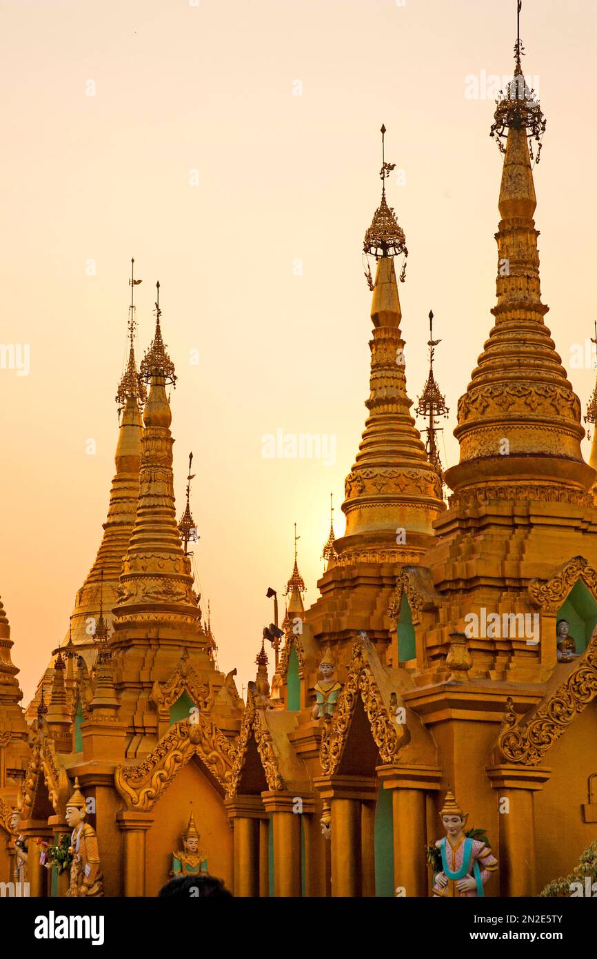 Pagoda Spires, Shwedagon Pagoda, Yangoon, Myanmar, Yangoon, Myanmar ...