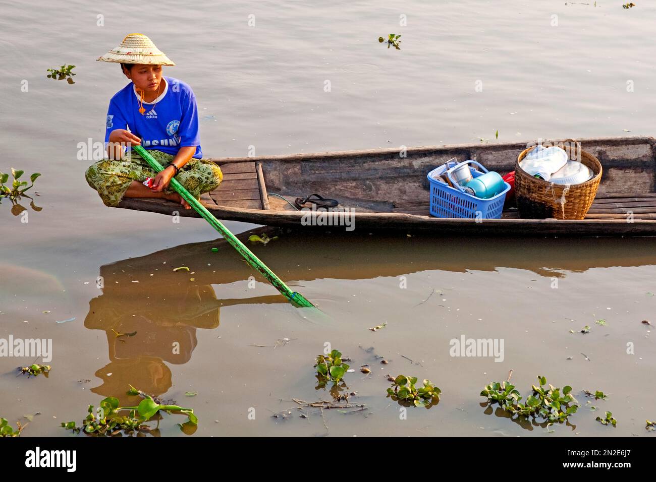 Floating fields, single-leg rower, Inle Lake, Myanmar, Inle Lake ...