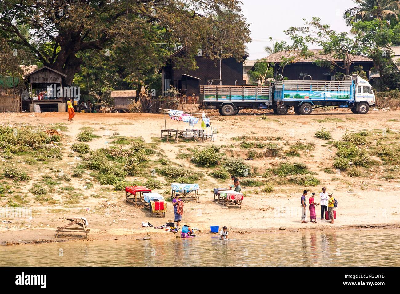 On the banks of the Irrawaddy River, Myanmar, Mingun, Myanmar Stock ...