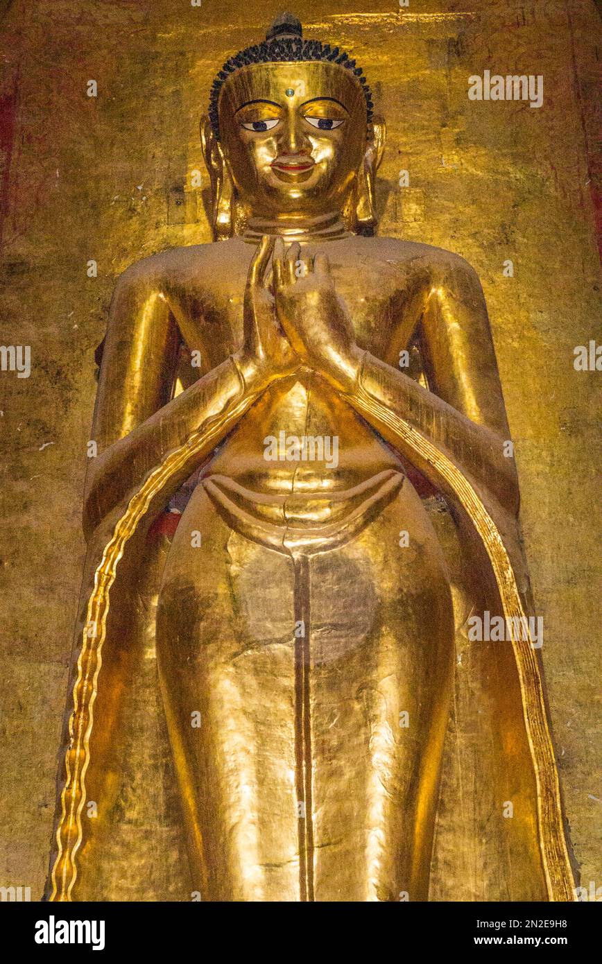 4 Buddha statues in each direction, Ananda Temple, Bagan, Myanmar Stock ...