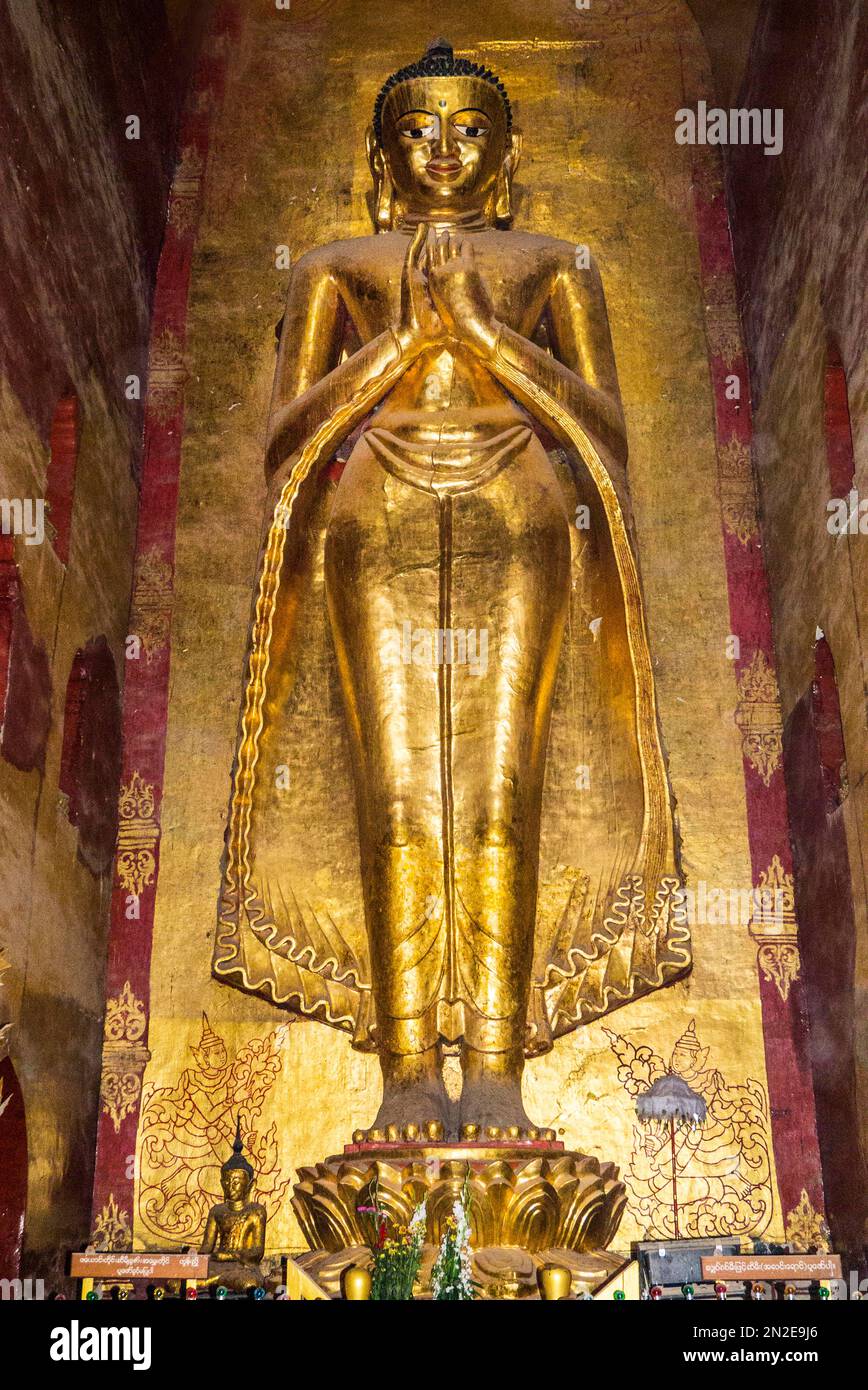 4 Buddha statues in each direction, Ananda Temple, Bagan, Myanmar Stock ...