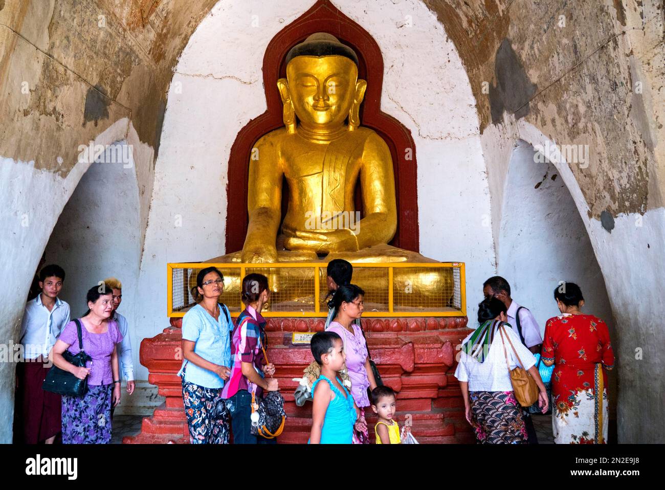 Buddha statue, Thatbyinnyu Pagoda, tallest building in Bagan, Myanmar ...