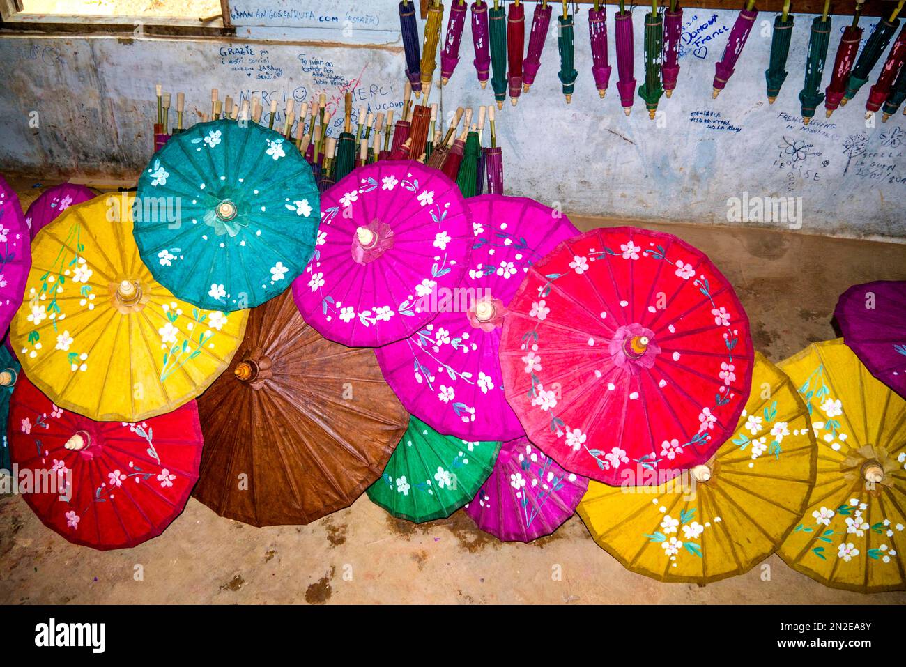 Paper and umbrella factory, Myanmar, Pindaya, Myanmar Stock Photo - Alamy