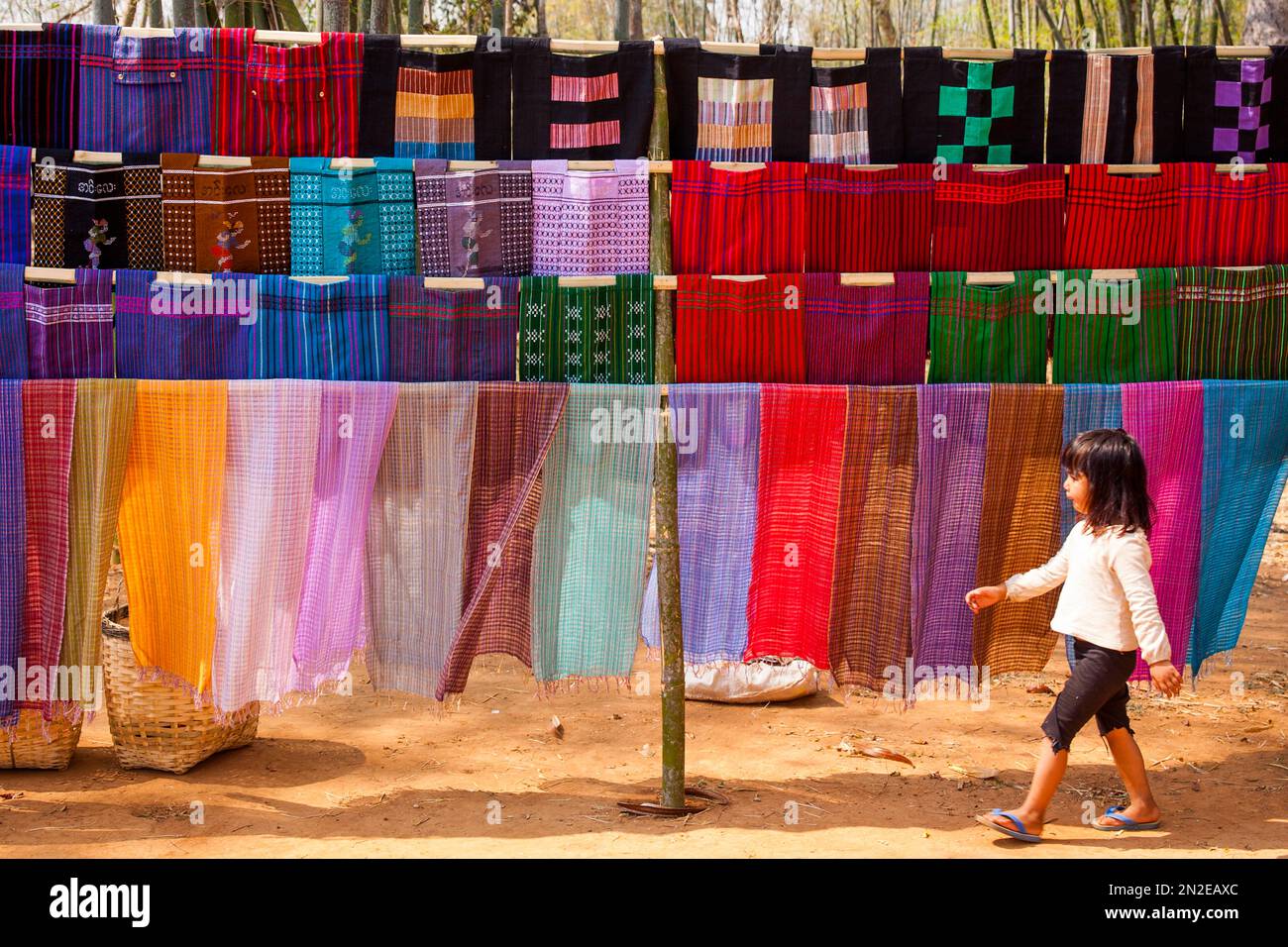 Handmade fabrics, Myanmar, Myanmar Stock Photo - Alamy