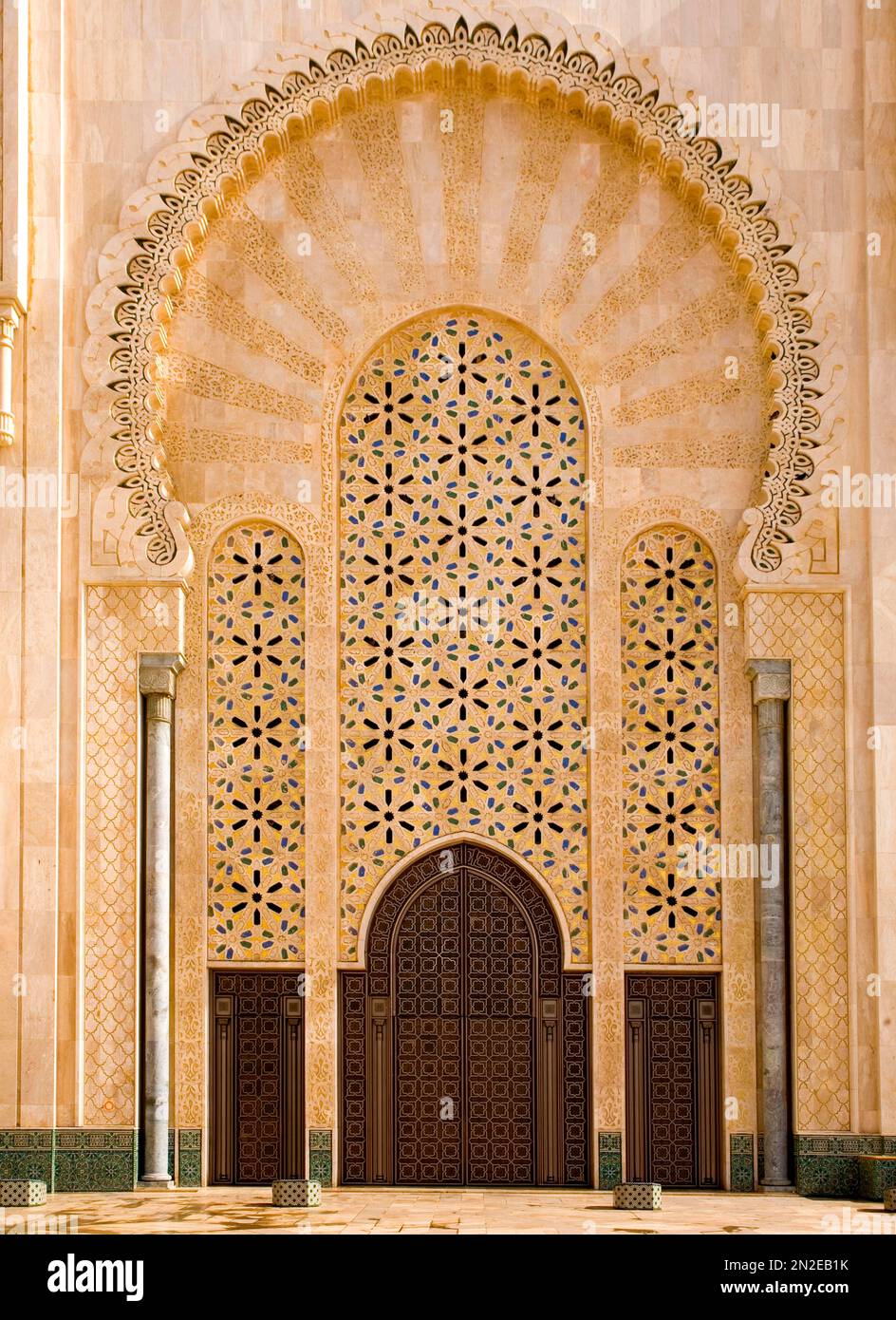 Entrance gate of the second largest mosque after Mecca, Casablanca ...