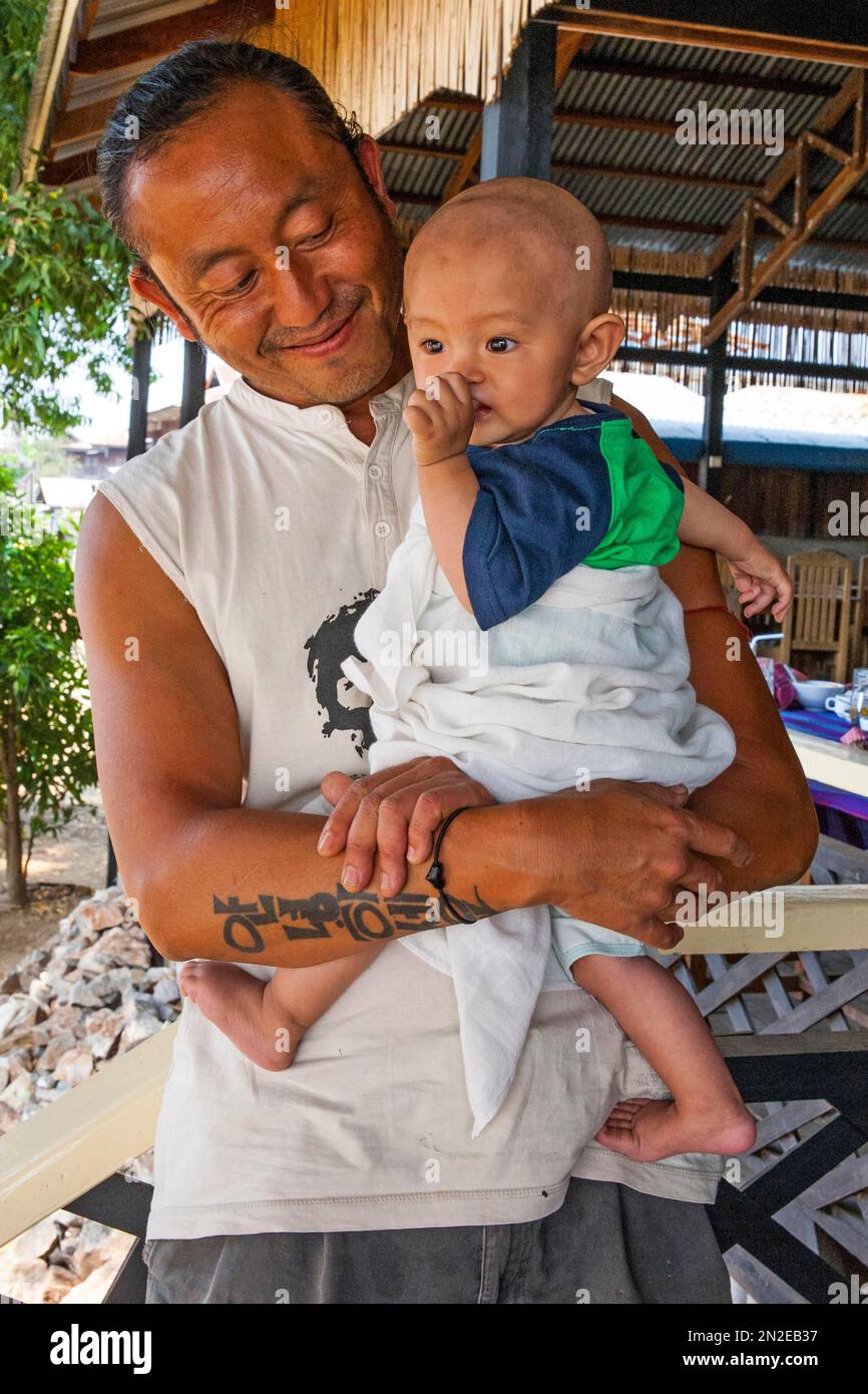 Father with child, Myanmar, Myanmar Stock Photo - Alamy