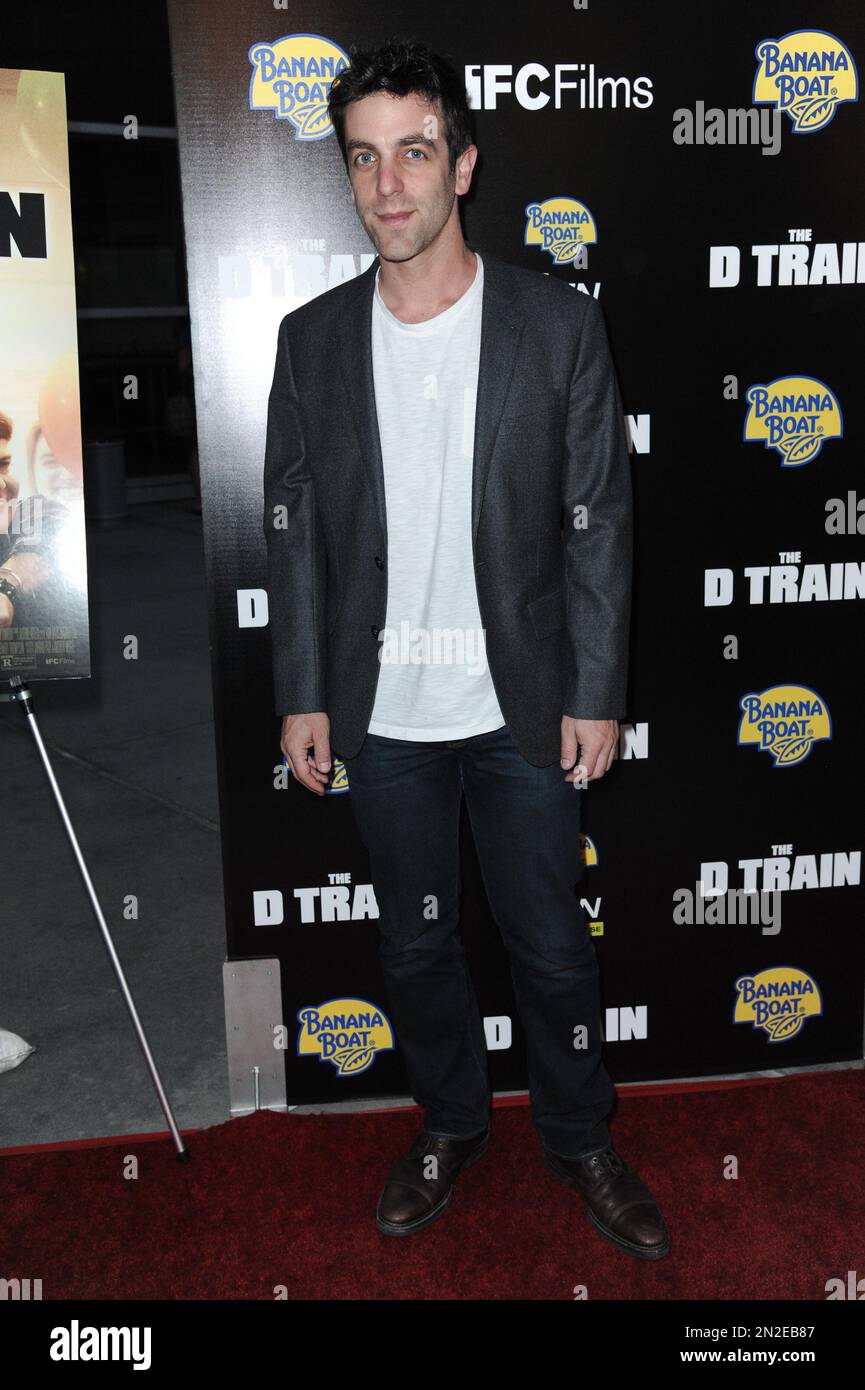 B.J. Novak arrives at the LA Premiere of "The D Train" held at Arclight ...