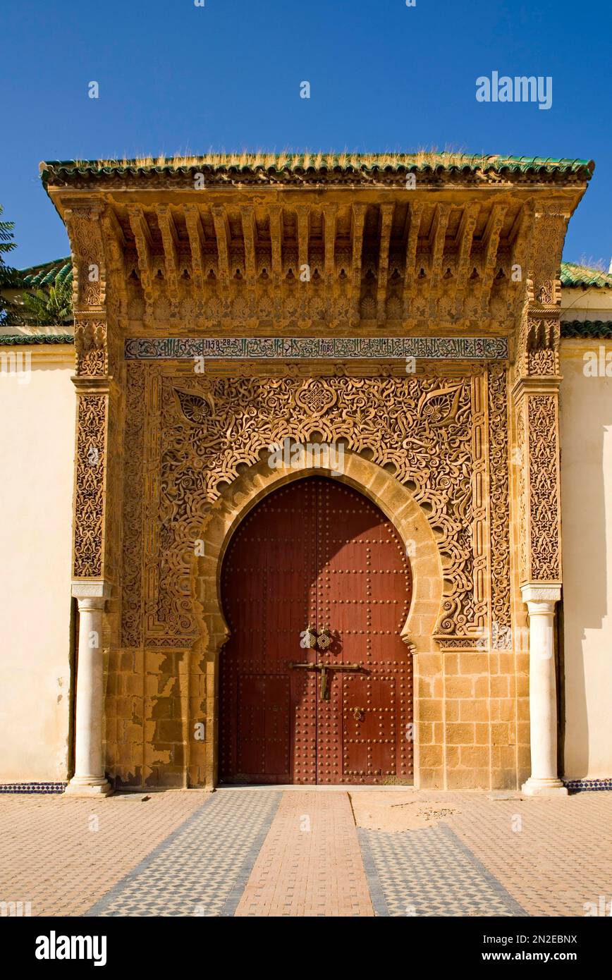 Entrance gate of the Mausoleum of Moulay Ismail, Meknes, Morocco Stock ...