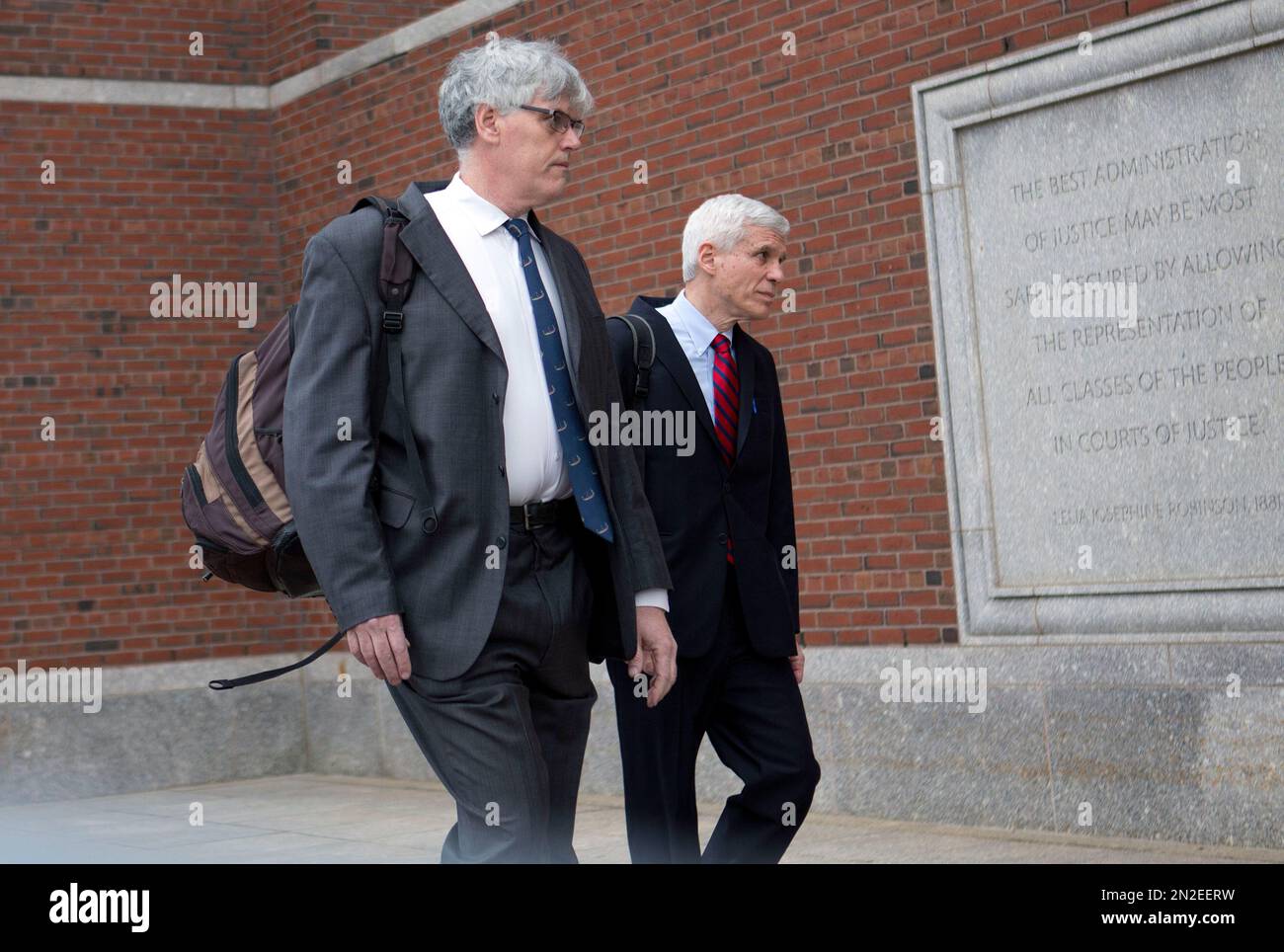 Defense attorneys Timothy Watkins, left, and David Bruck arrive at ...